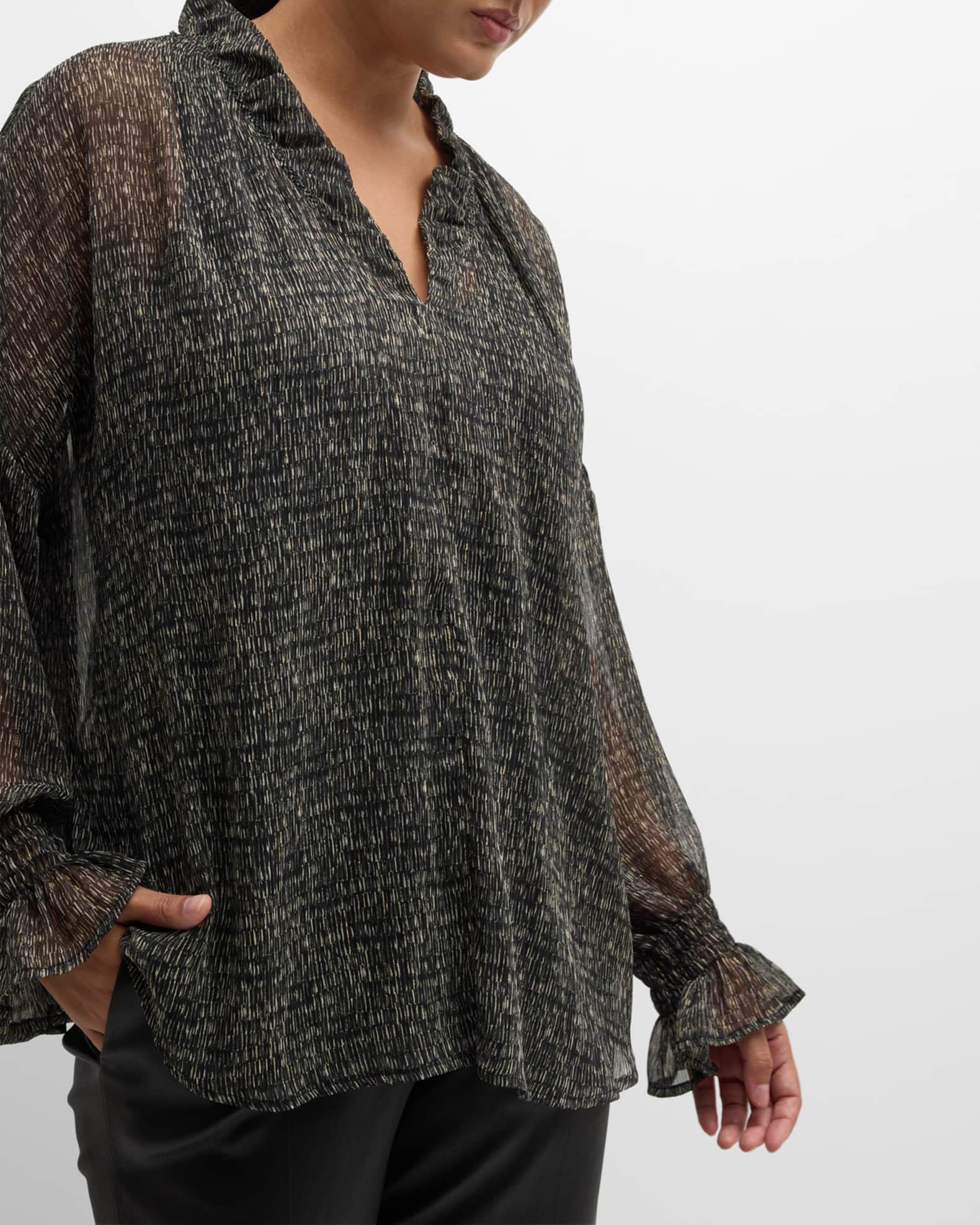 Finley Plus Size Crosby Abstact-Print Chiffon Top | Neiman Marcus