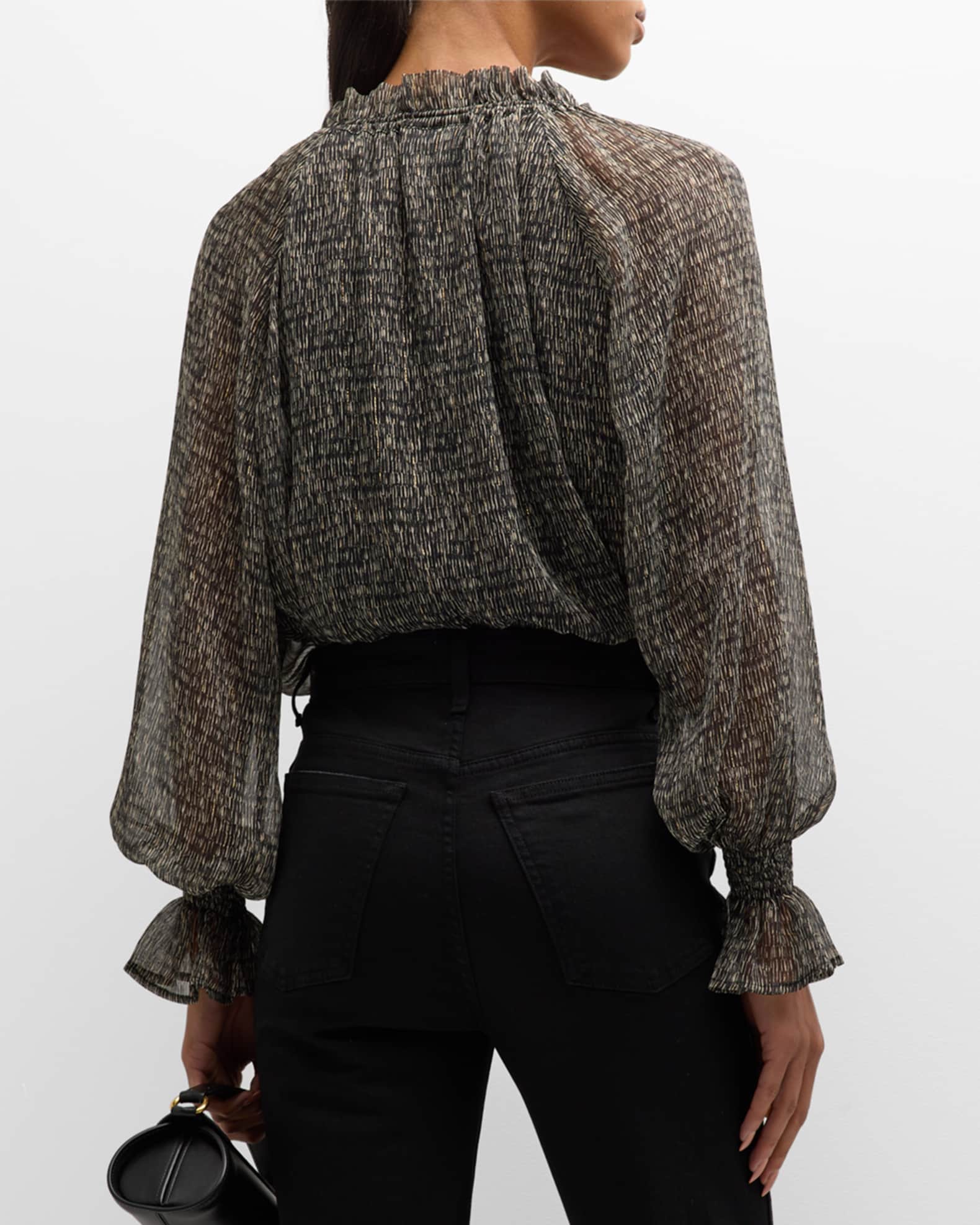 Finley Candace Abstract-Print Chiffon Top | Neiman Marcus