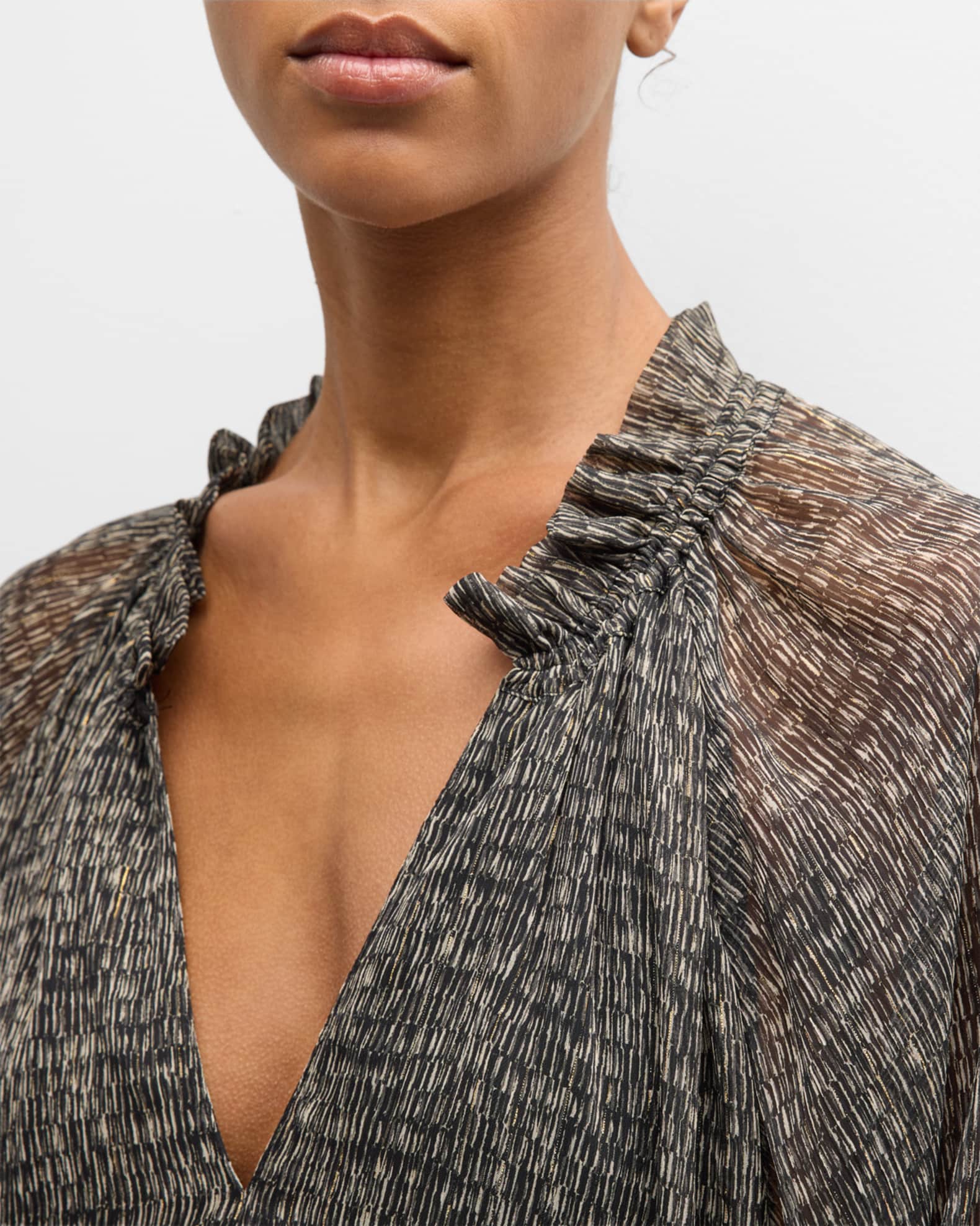 Finley Candace Abstract-Print Chiffon Top | Neiman Marcus