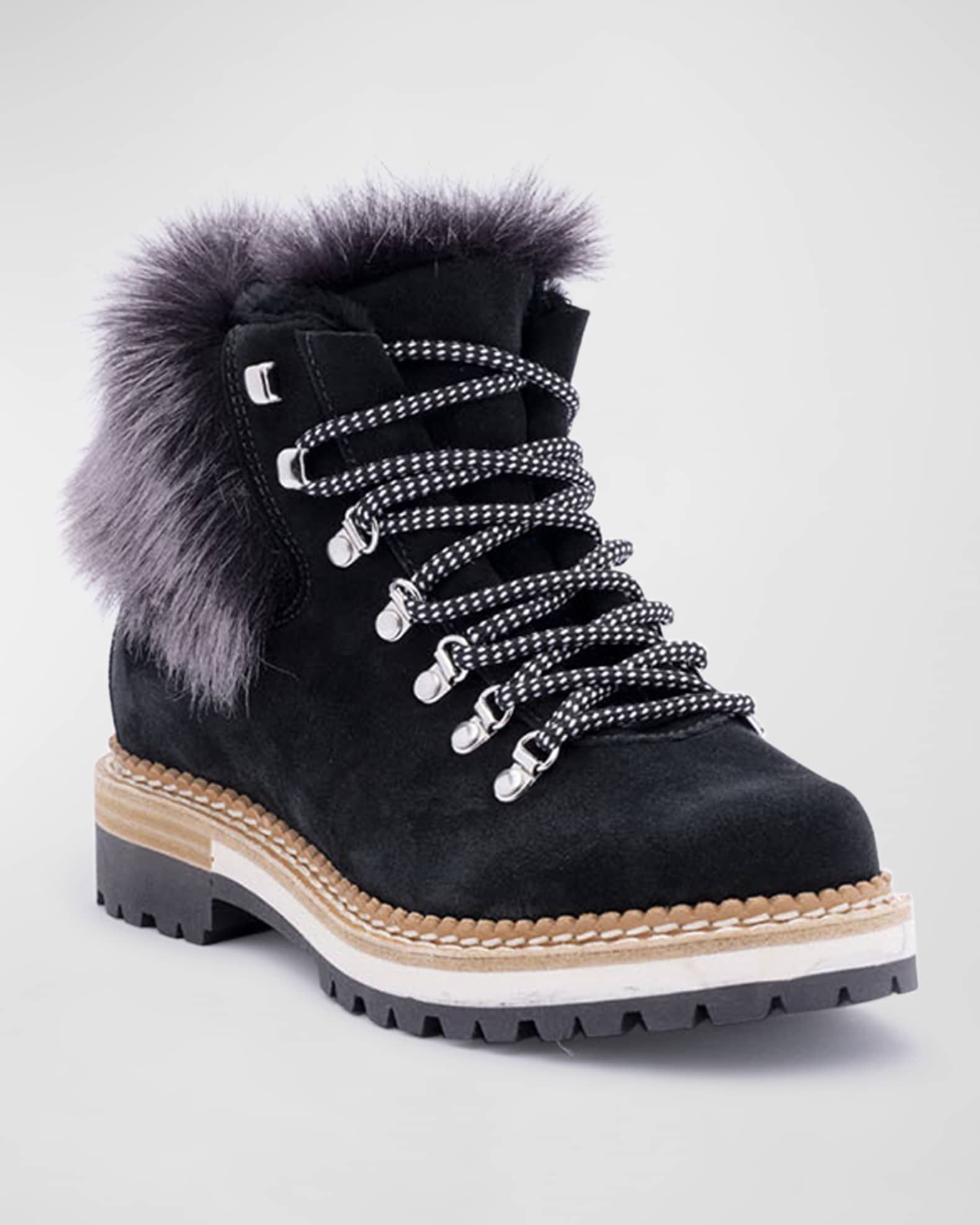 Montelliana 1965 Suede Shearling-Lined Hiking Boots | Neiman Marcus
