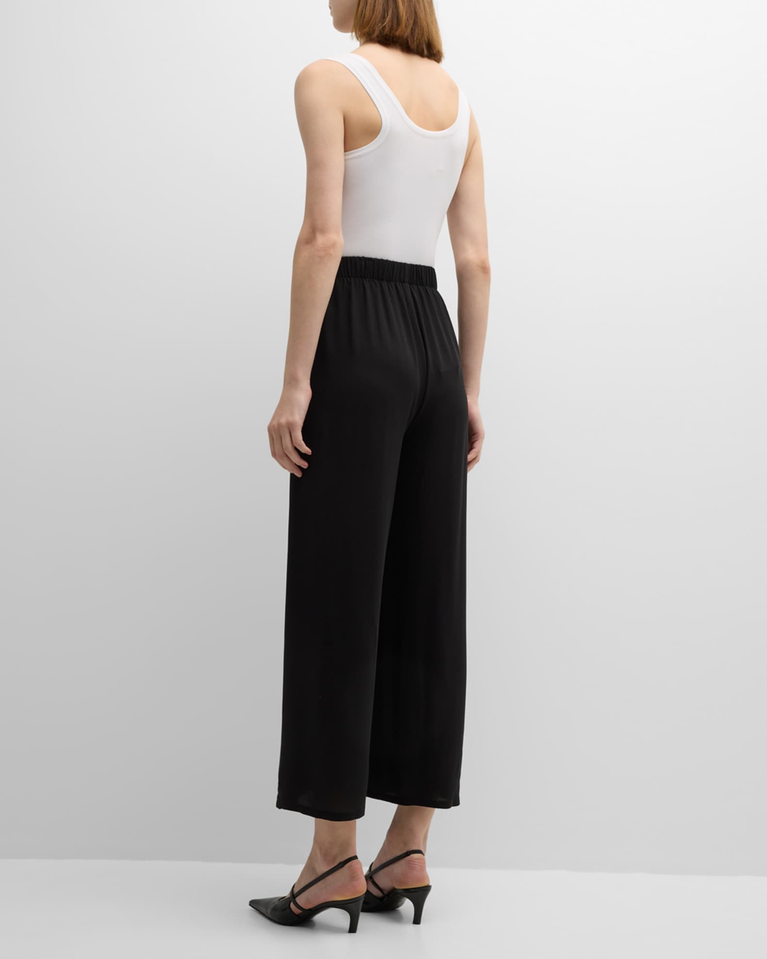 Eileen Fisher Missy Silk Georgette Crepe Wide-Leg Ankle Pants | Neiman ...