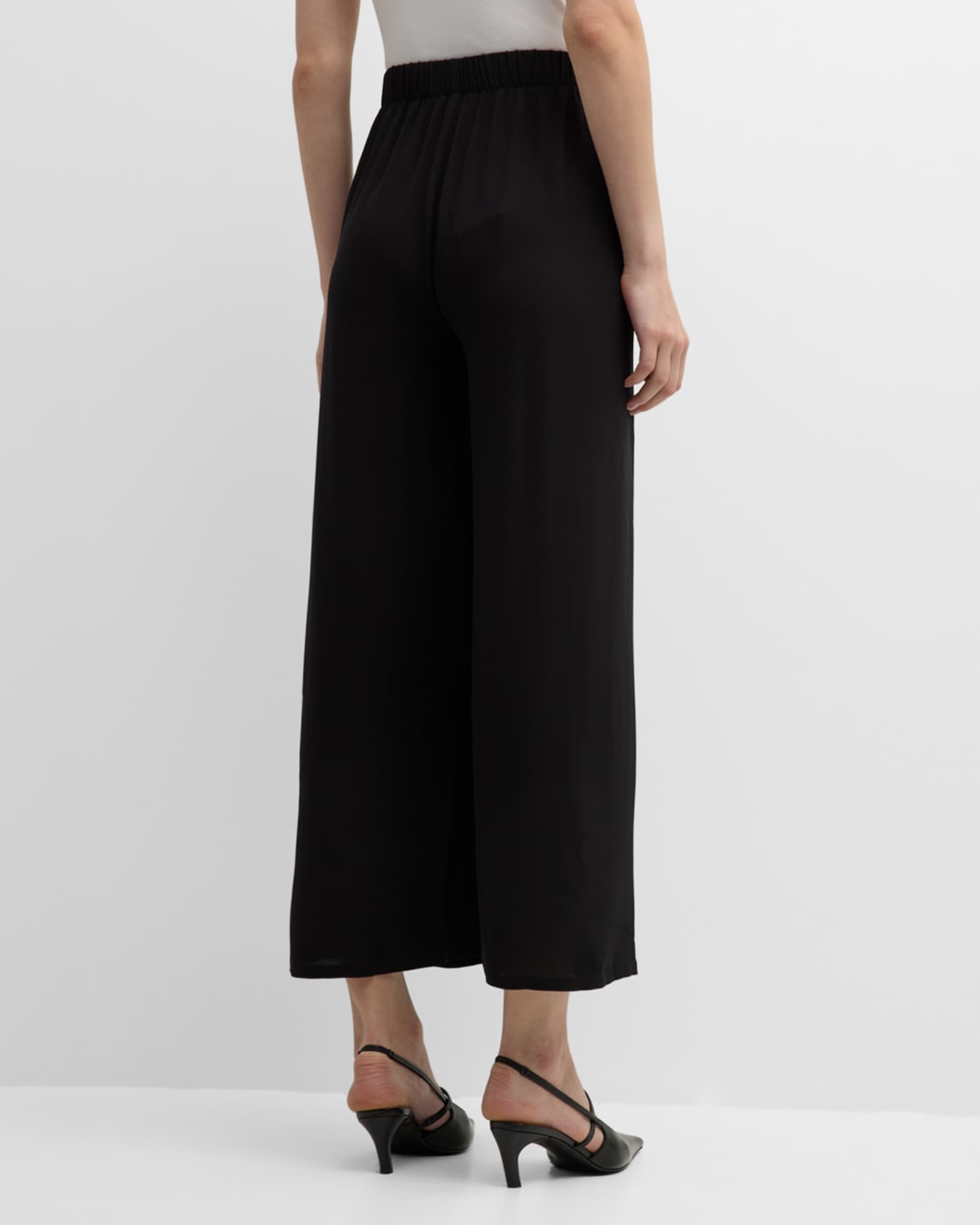 Eileen Fisher Missy Silk Georgette Crepe Wide-Leg Ankle Pants | Neiman ...
