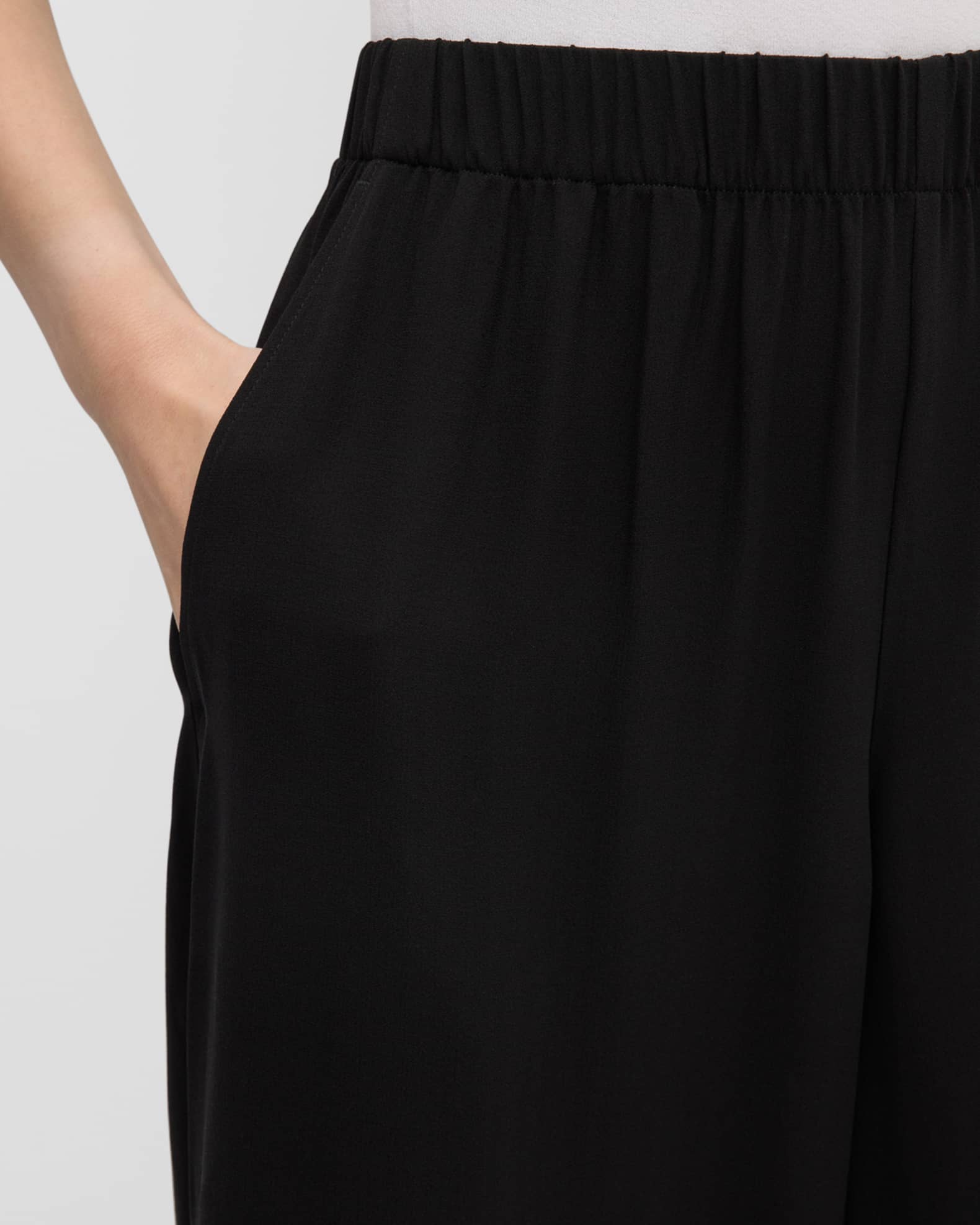 Eileen Fisher Missy Silk Georgette Crepe Wide-Leg Ankle Pants | Neiman ...