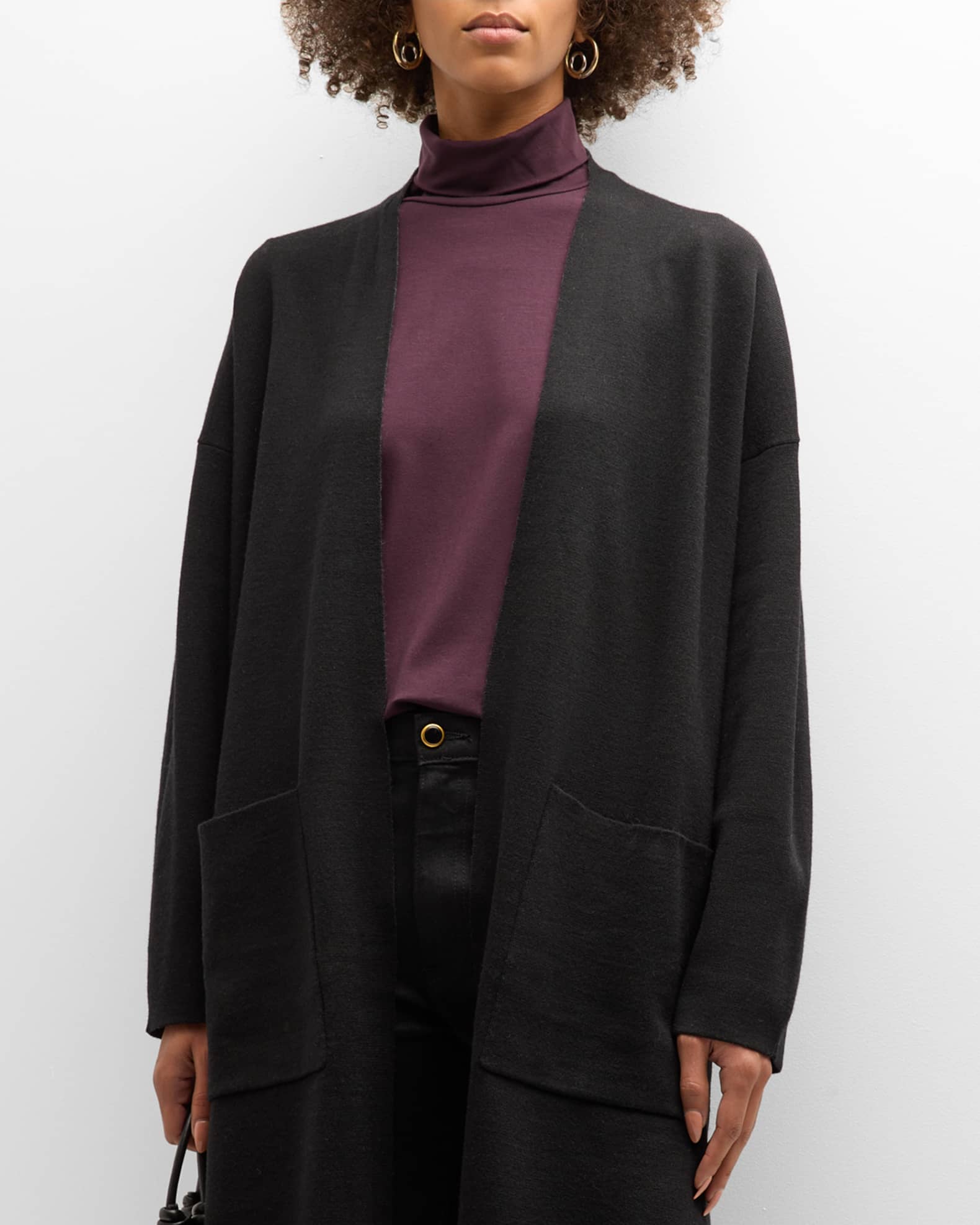 Eileen Fisher Open-Front Merino Wool Cardigan | Neiman Marcus