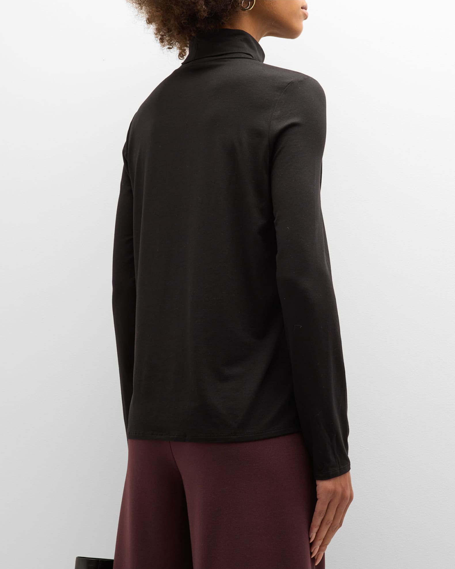 Eileen Fisher Turtleneck Matte Silk Top | Neiman Marcus
