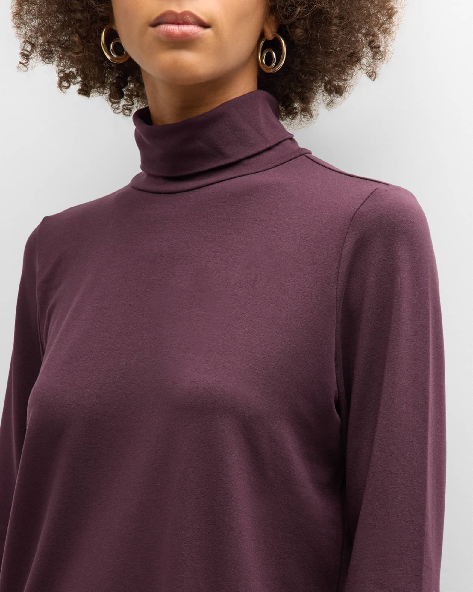 Eileen Fisher Turtleneck Matte Silk Top | Neiman Marcus