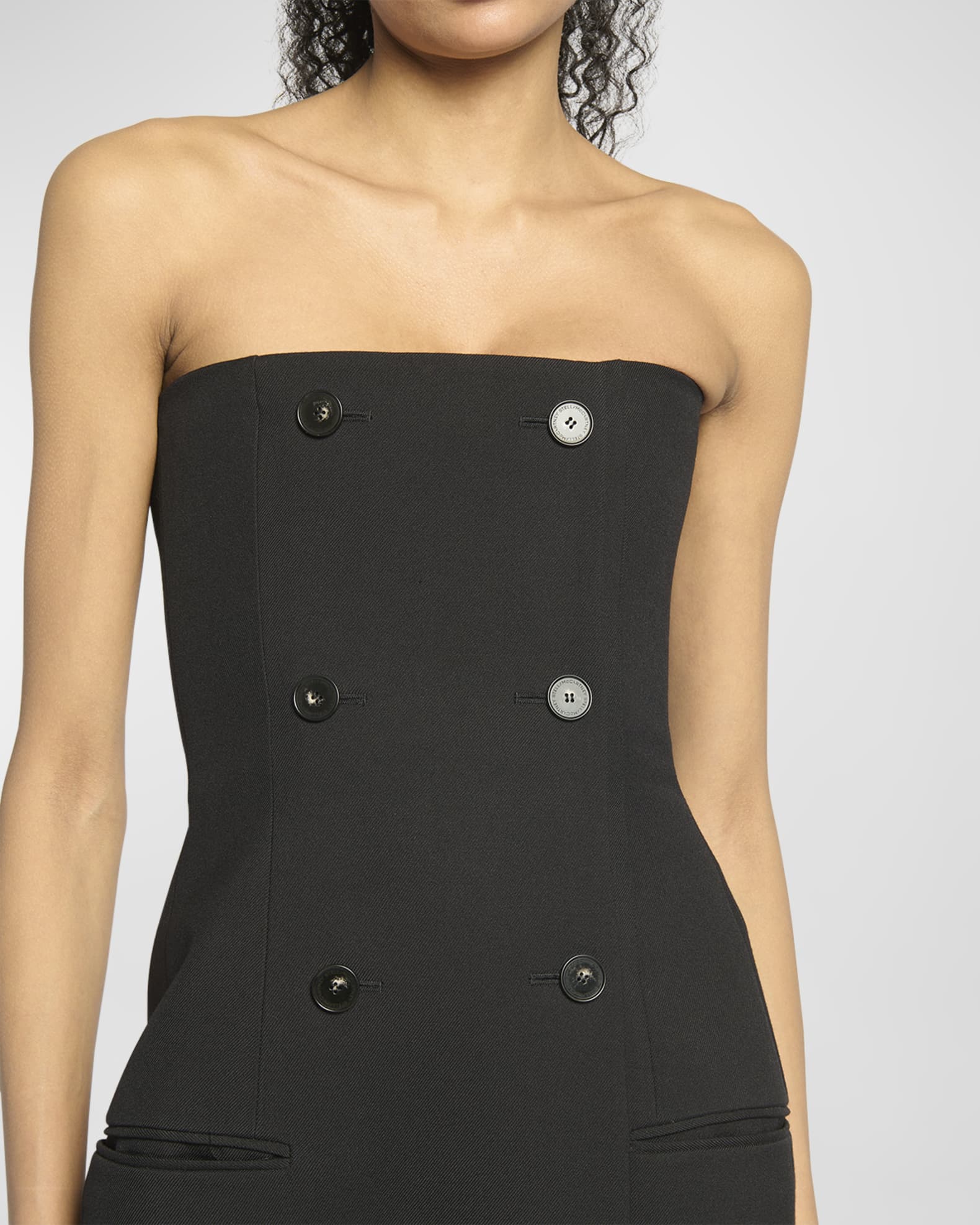 Stella McCartney Strapless Molded Bustier Double-Breasted Midi Dress ...