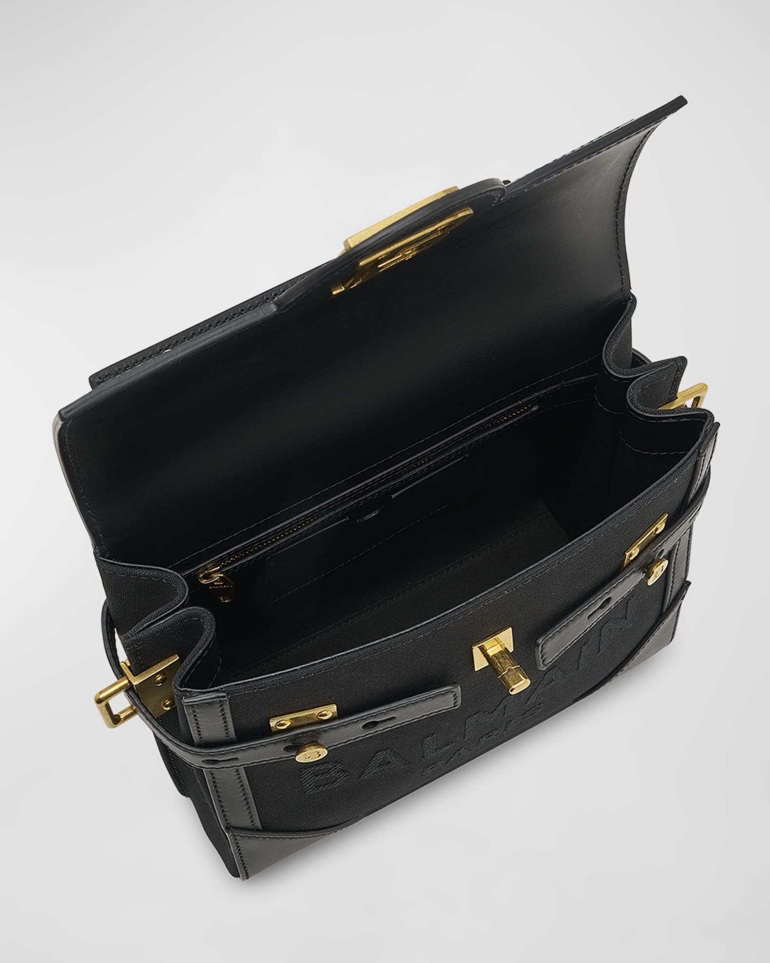Balmain BBuzz 23 Top-Handle Bag in Canvas and Leather | Neiman Marcus