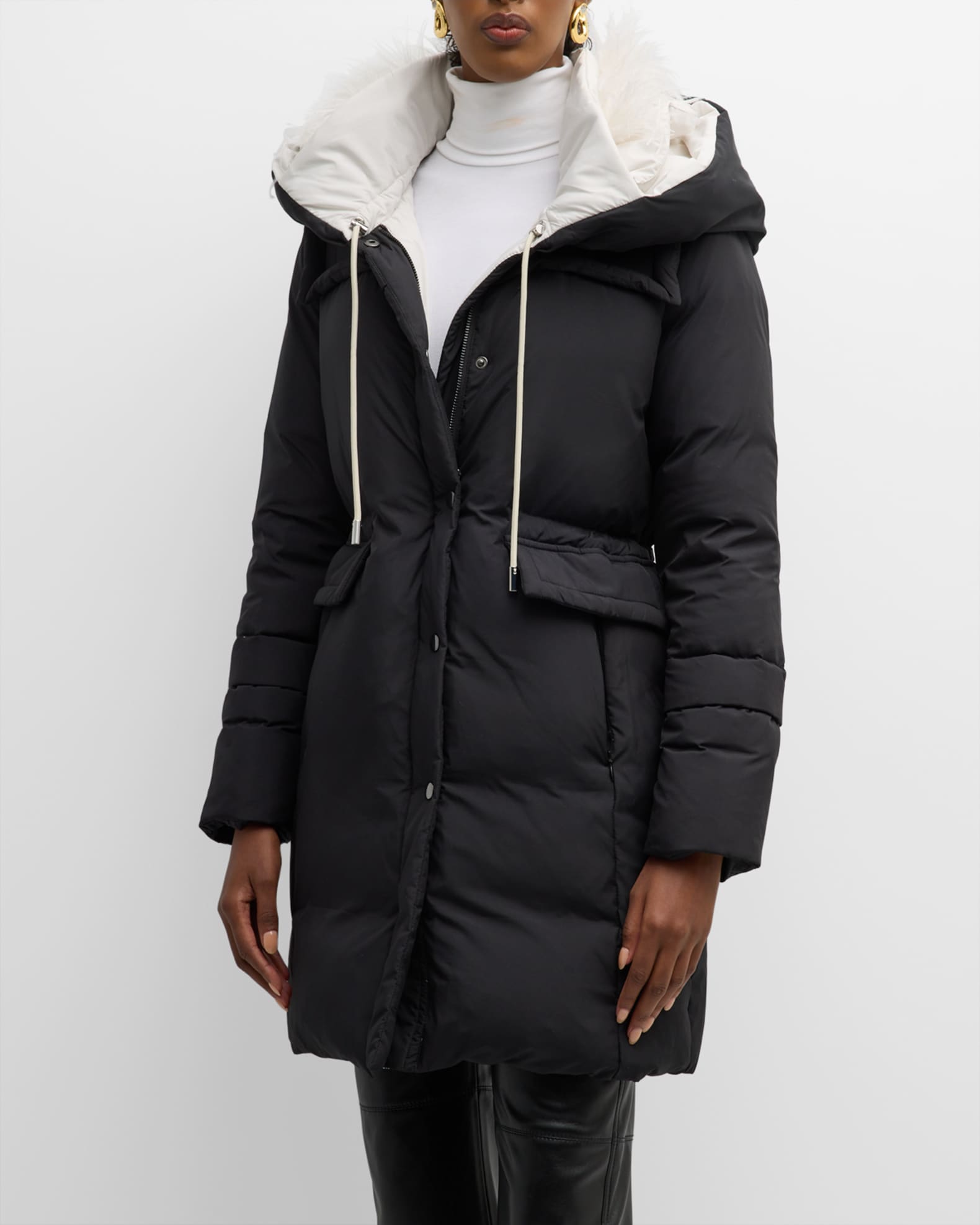 Kobi Halperin Hayden Hooded Feather-Trim Puffer Coat | Neiman Marcus