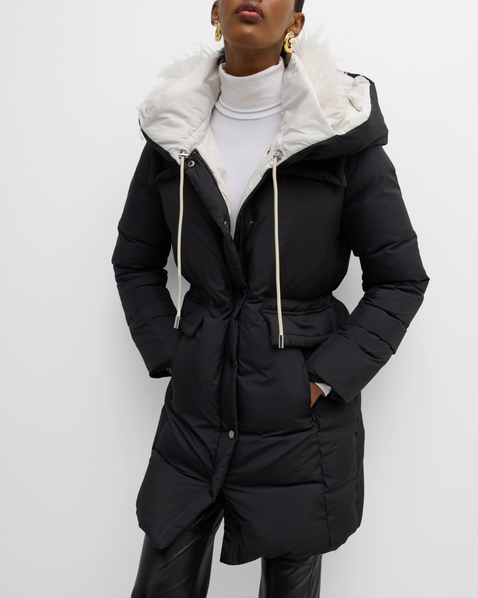 Kobi Halperin Hayden Hooded Feather-Trim Puffer Coat | Neiman Marcus