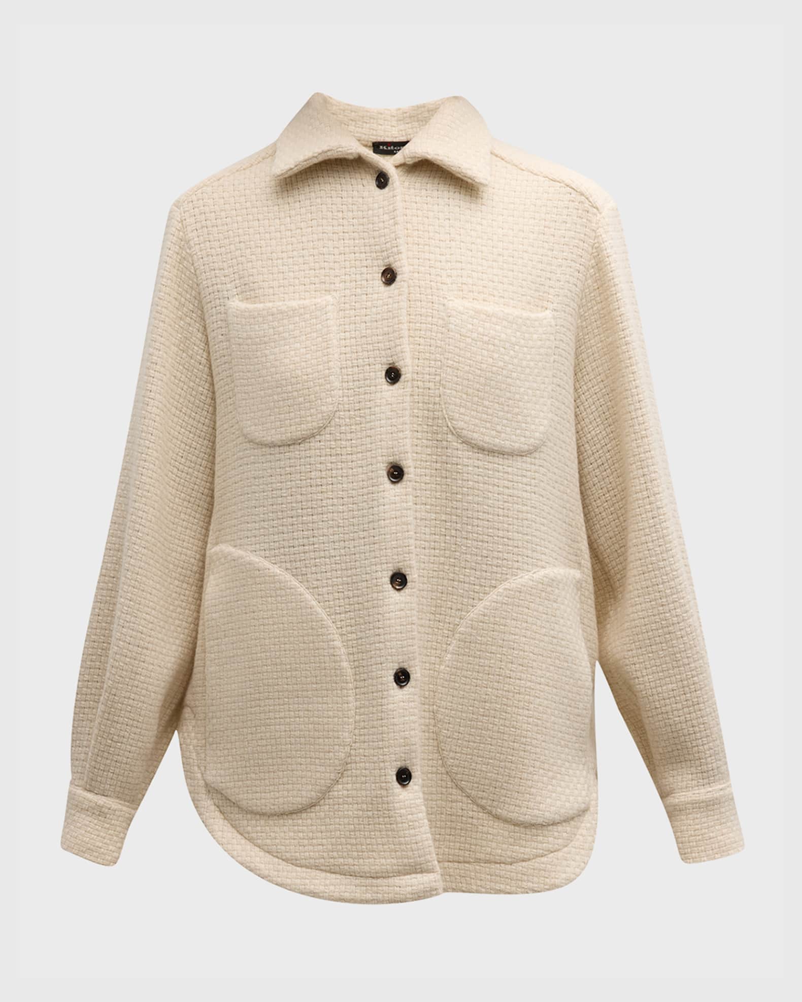Kiton Woven Cashmere Knit Overshirt Coat | Neiman Marcus