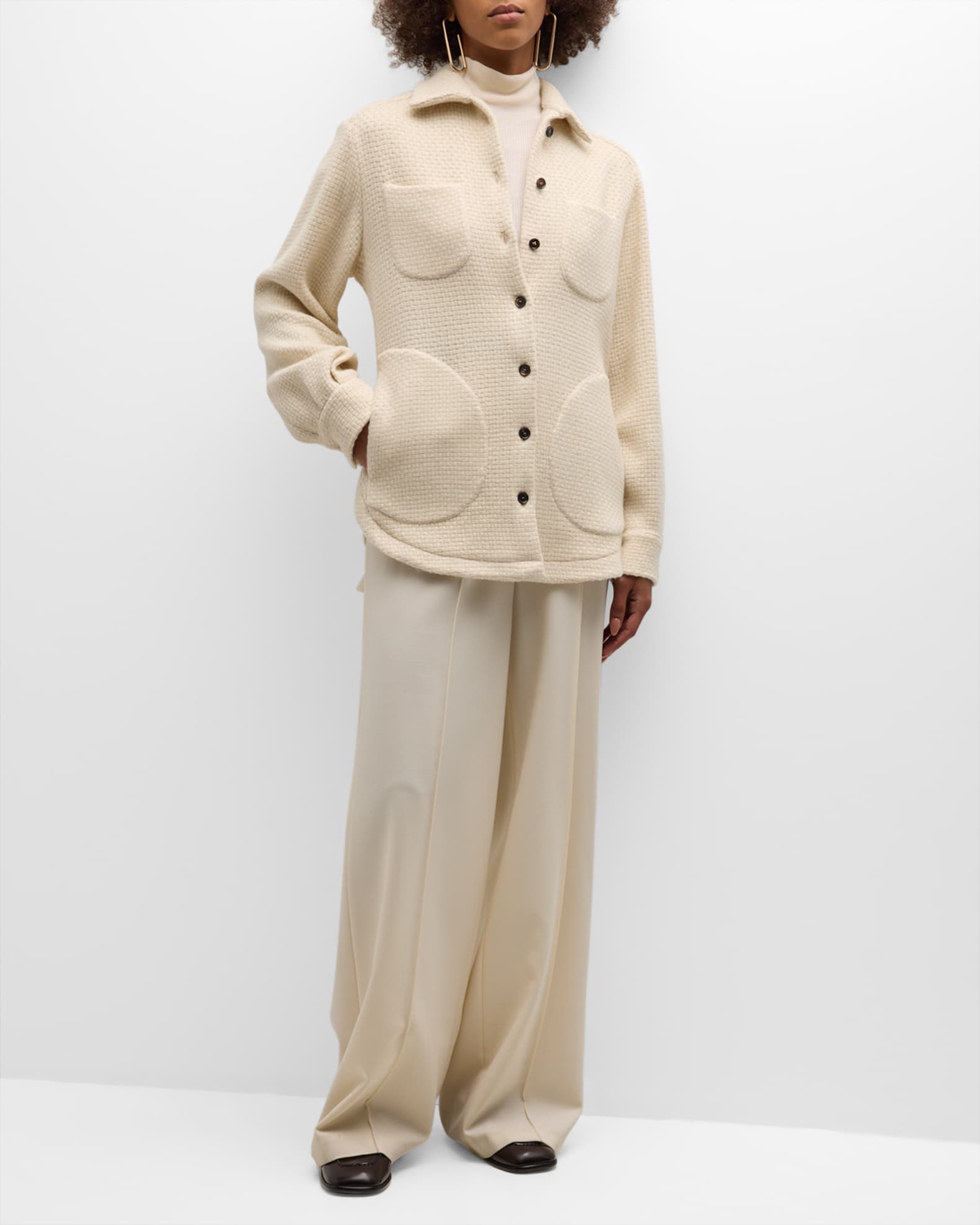 Kiton Woven Cashmere Knit Overshirt Coat | Neiman Marcus