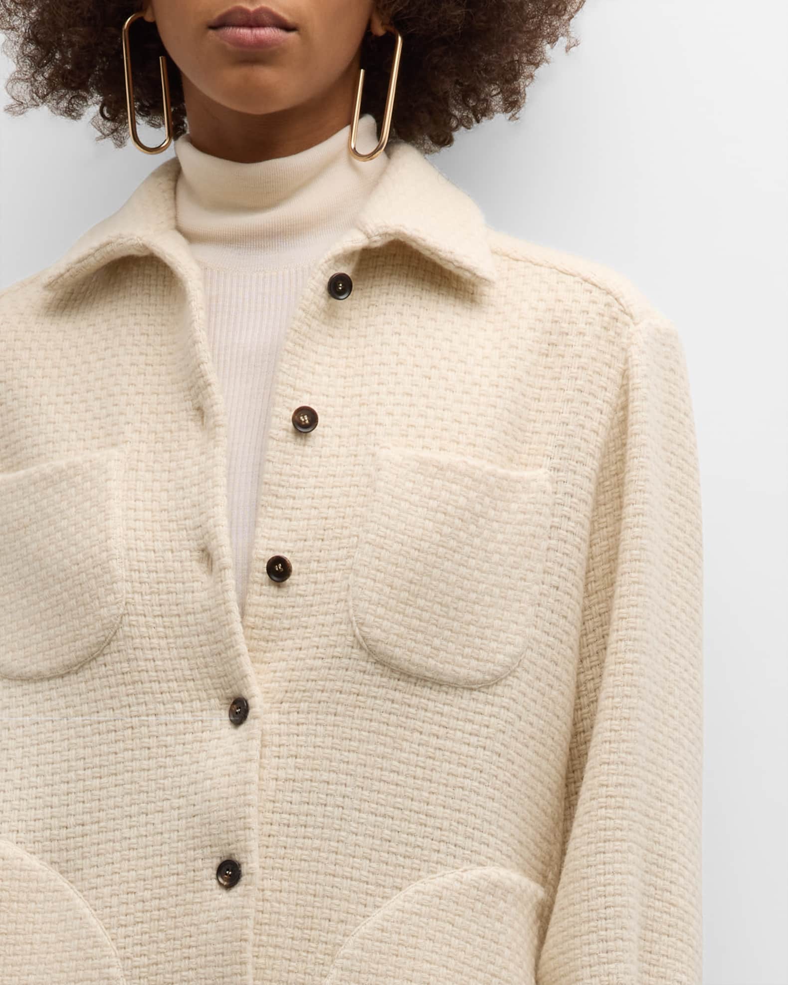 Kiton Woven Cashmere Knit Overshirt Coat | Neiman Marcus