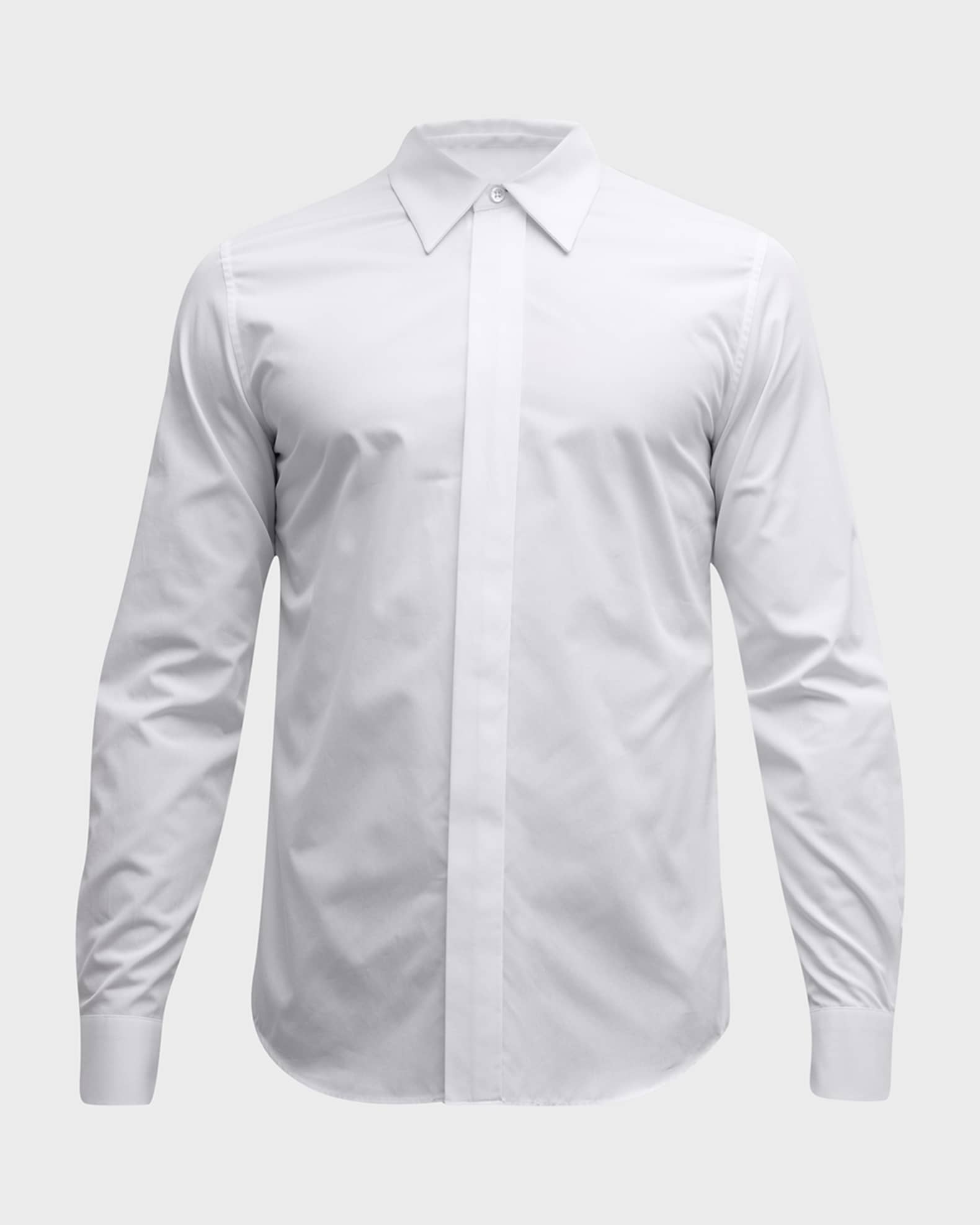 Alexander McQueen Men's Hidden-Button Tuxedo Shirt | Neiman Marcus