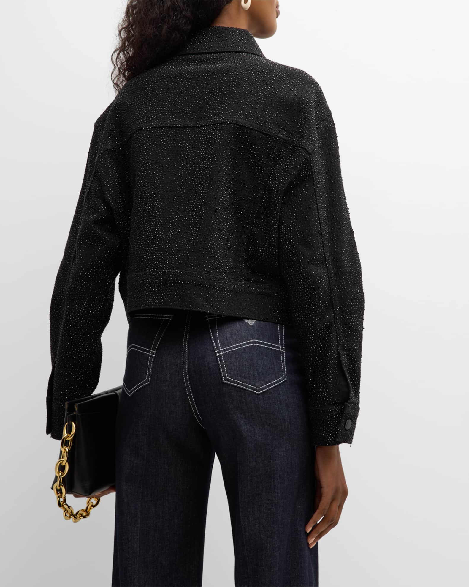 Emporio Armani Button-Down Crystal Jean Jacket | Neiman Marcus
