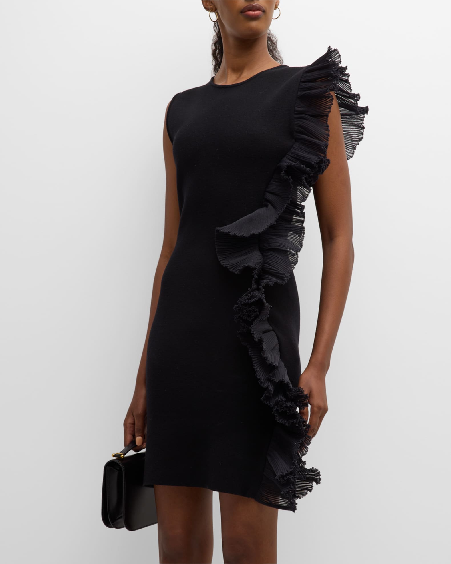 Emporio Armani Sleeveless Ruffle Bodycon Mini Dress | Neiman Marcus