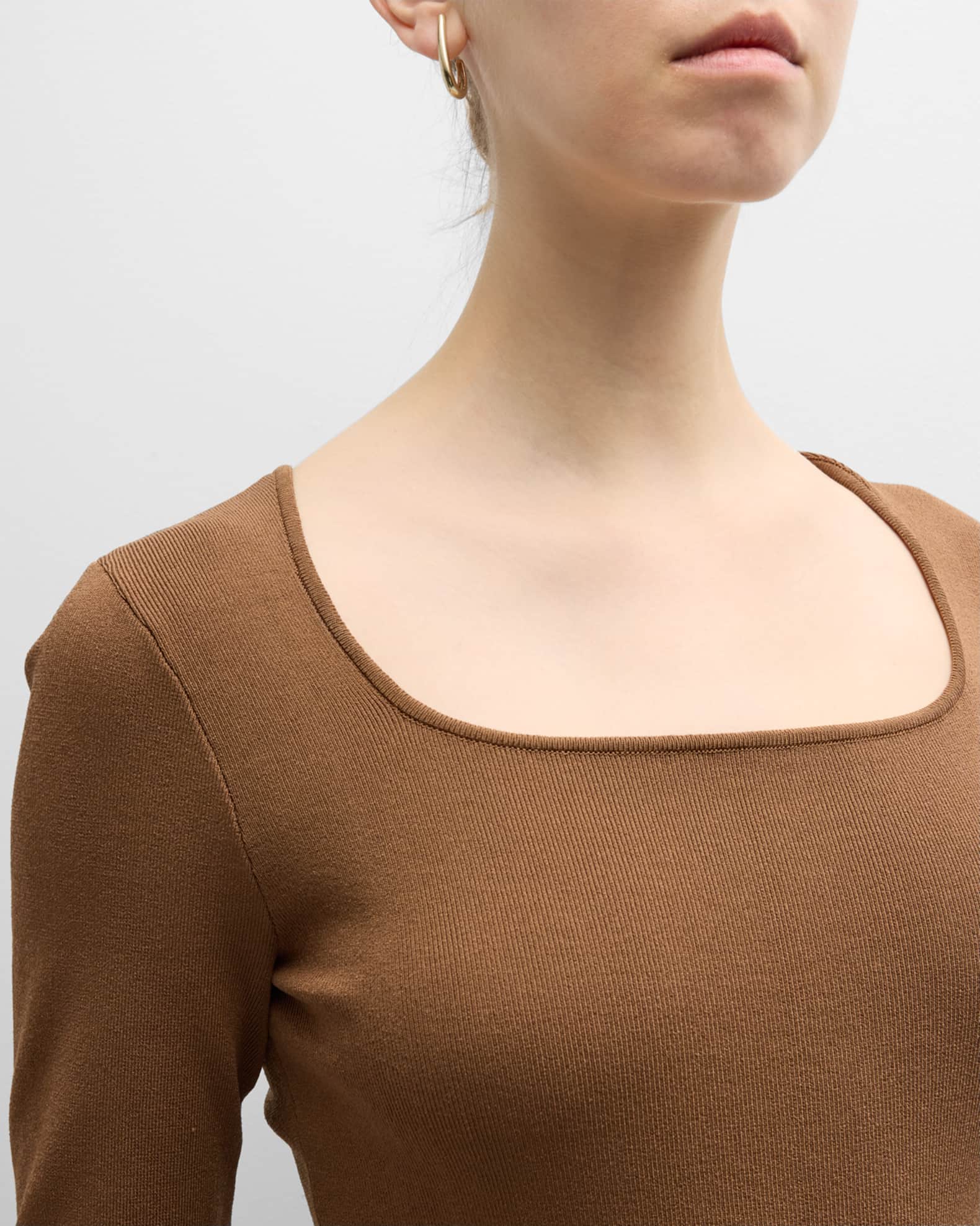 PISTOLA Jenny Square-Neck Rib-Knit Top | Neiman Marcus