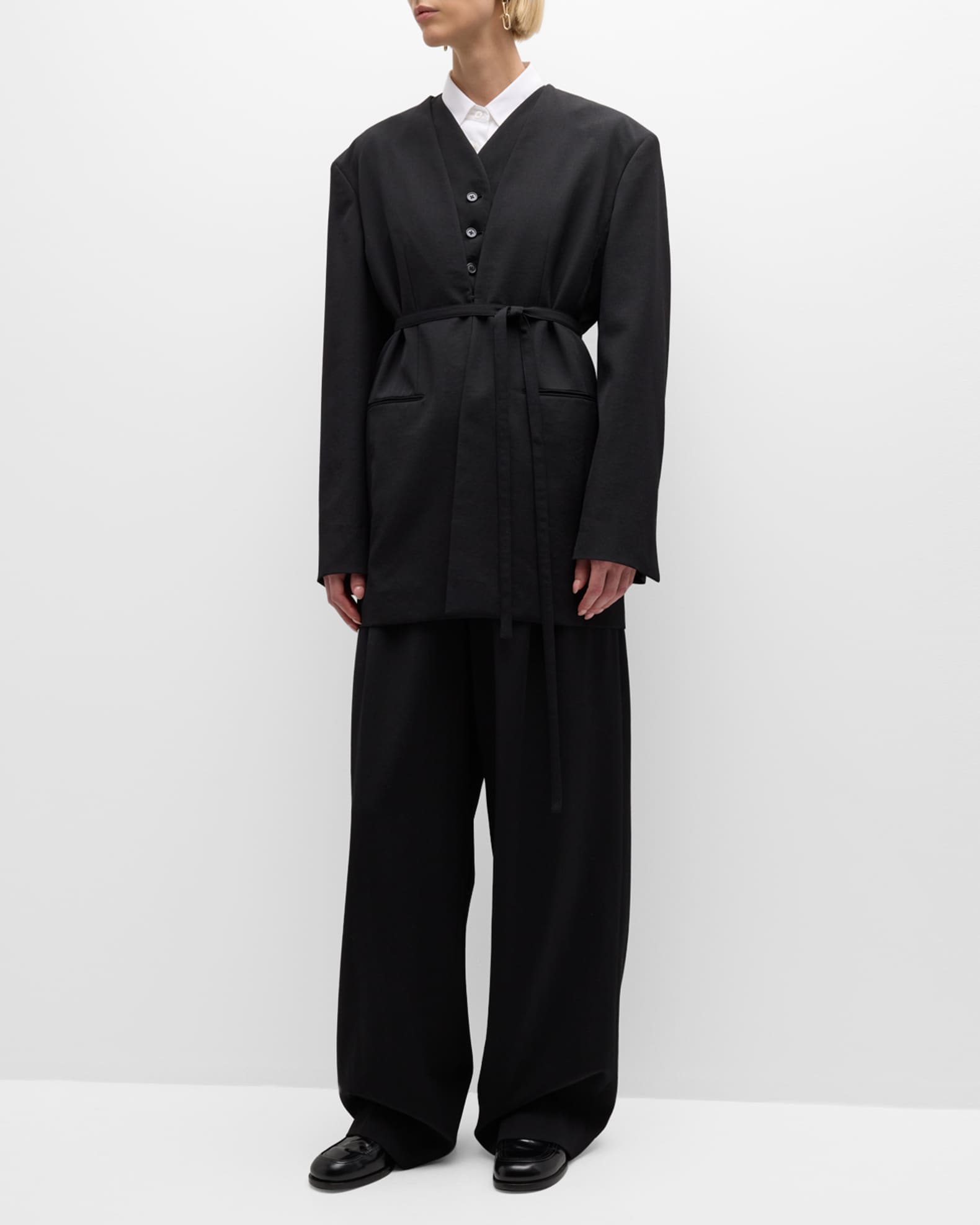 THE ROW Clio Blazer Jacket with Tie Belt | Neiman Marcus