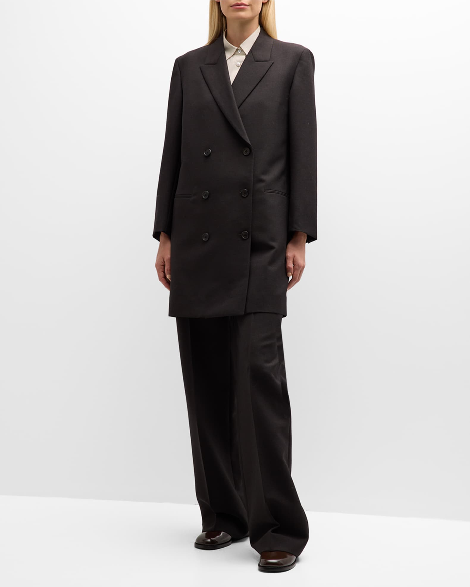 THE ROW Paride Double-Breasted Blazer Jacket | Neiman Marcus