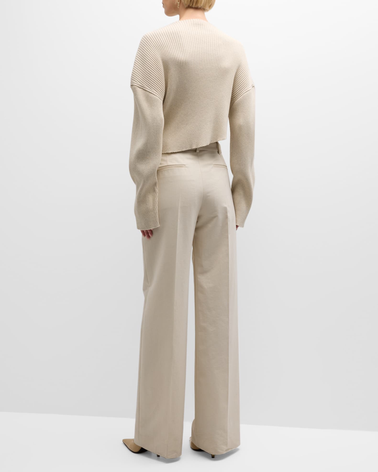 THE ROW Danana Asymmetric Mock-Neck Rib Crop Top | Neiman Marcus