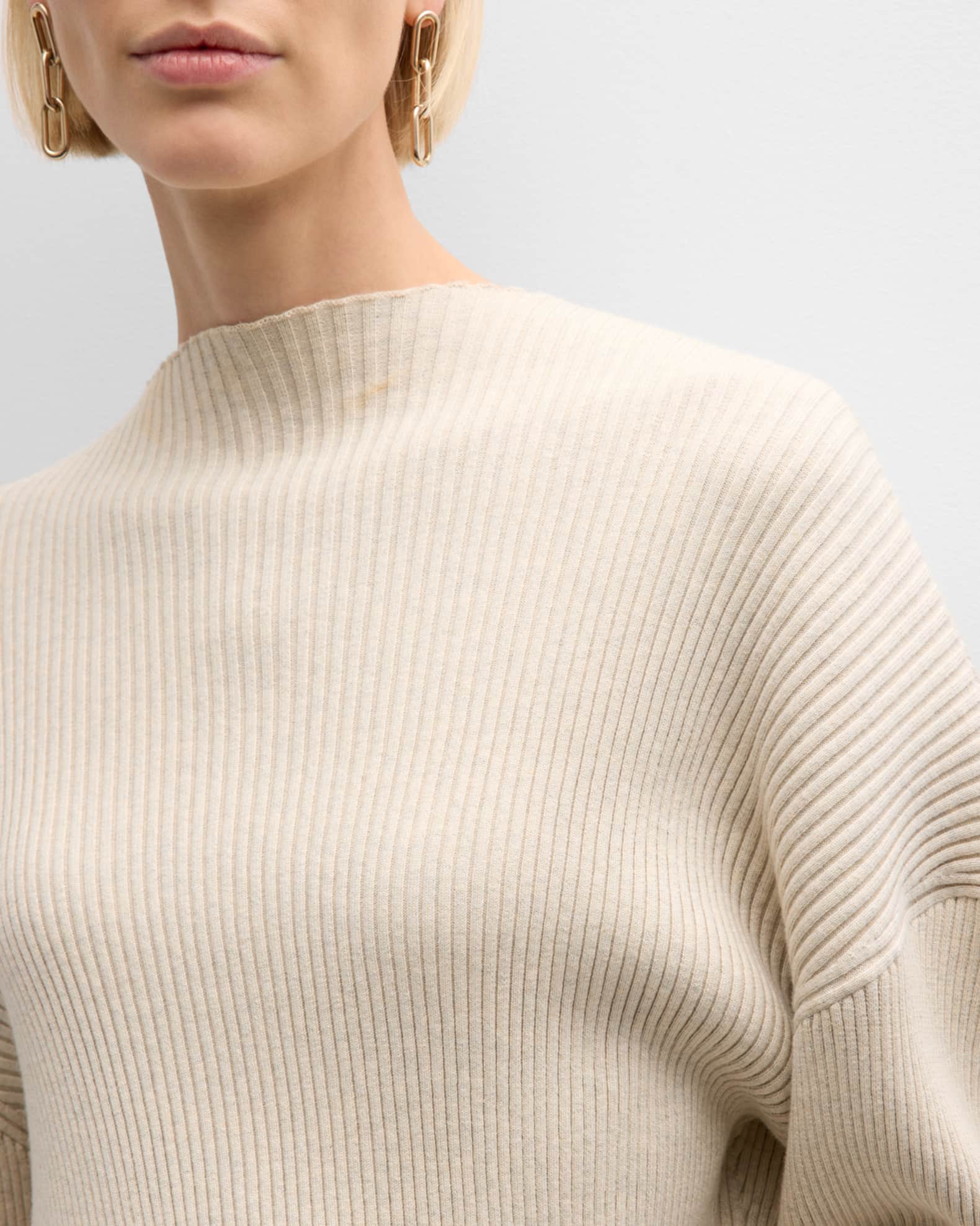 THE ROW Danana Asymmetric Mock-Neck Rib Crop Top | Neiman Marcus