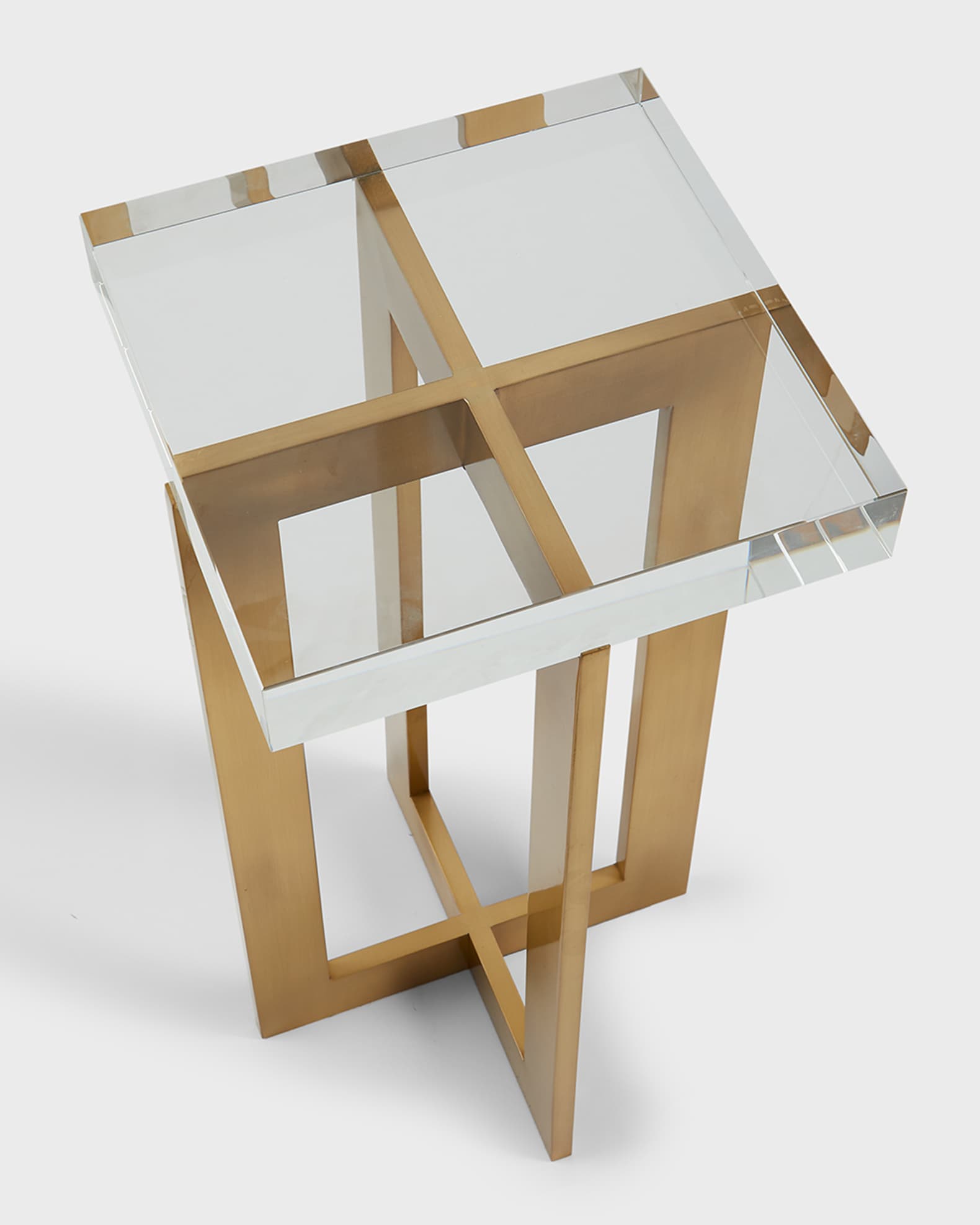 John-Richard Collection Polished Brass and Crystal Martini Table ...