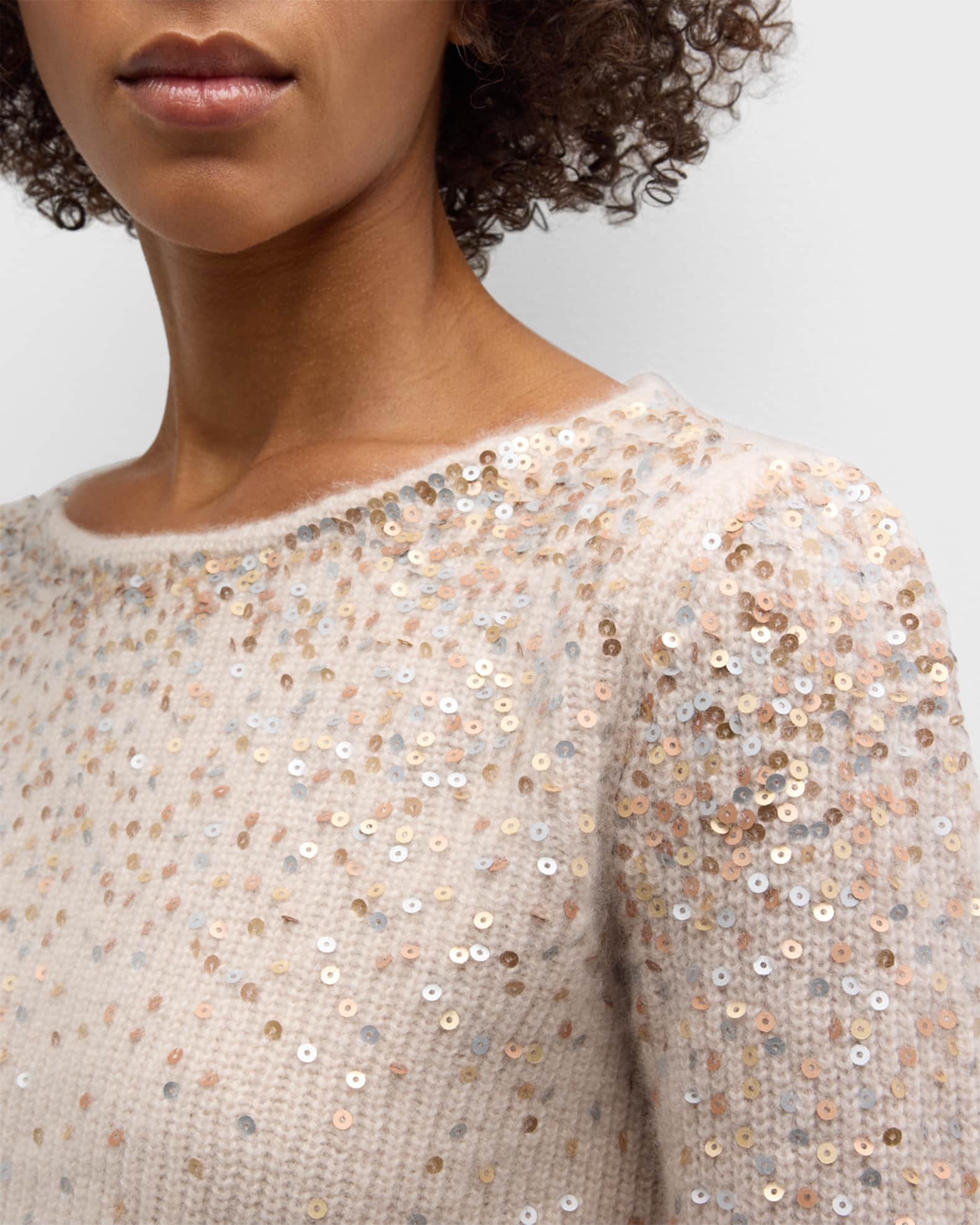 Neiman Marcus Cashmere Collection Cashmere Sweater with Ombre Sequins ...
