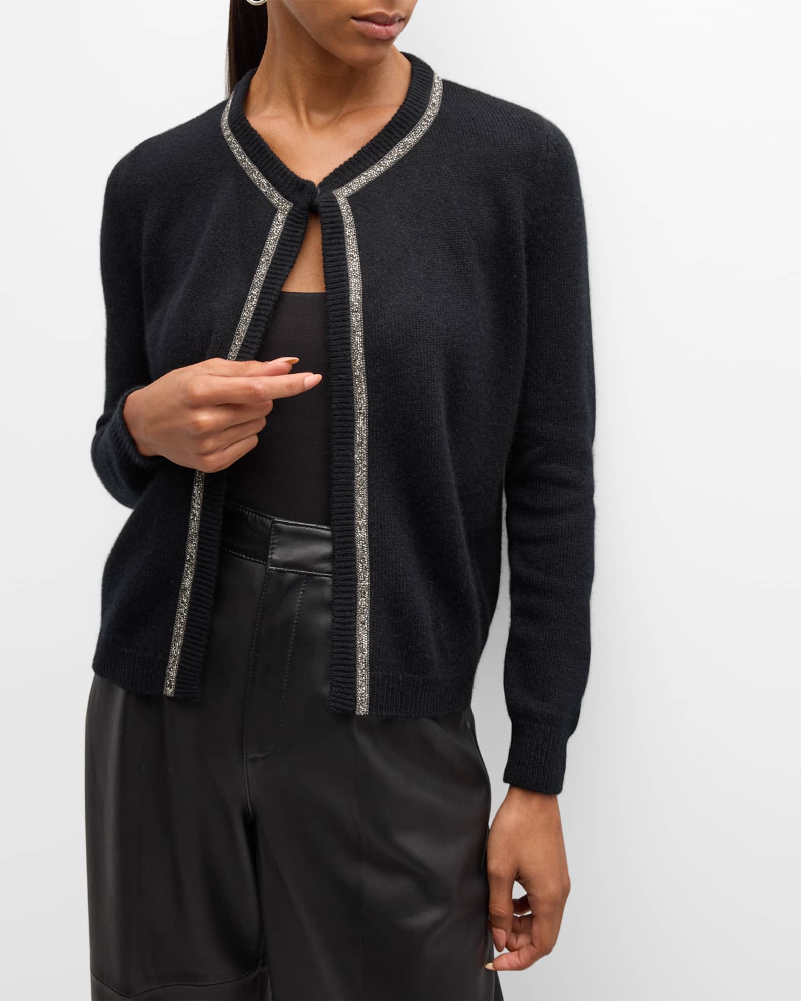Neiman Marcus Cashmere Collection Cashmere Shrug with Embellished Trim ...
