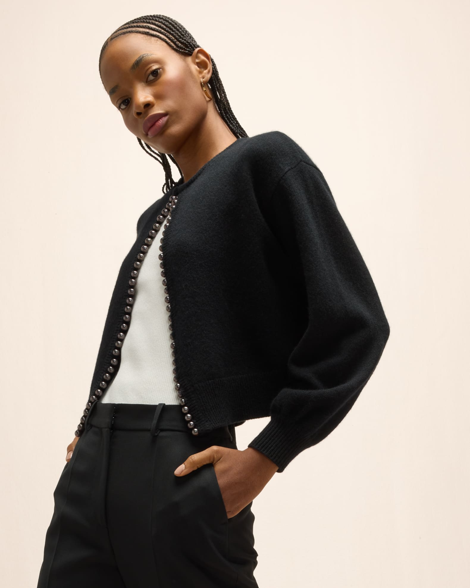 Neiman Marcus Cashmere Collection Cashmere Cardigan with Pearlescent ...