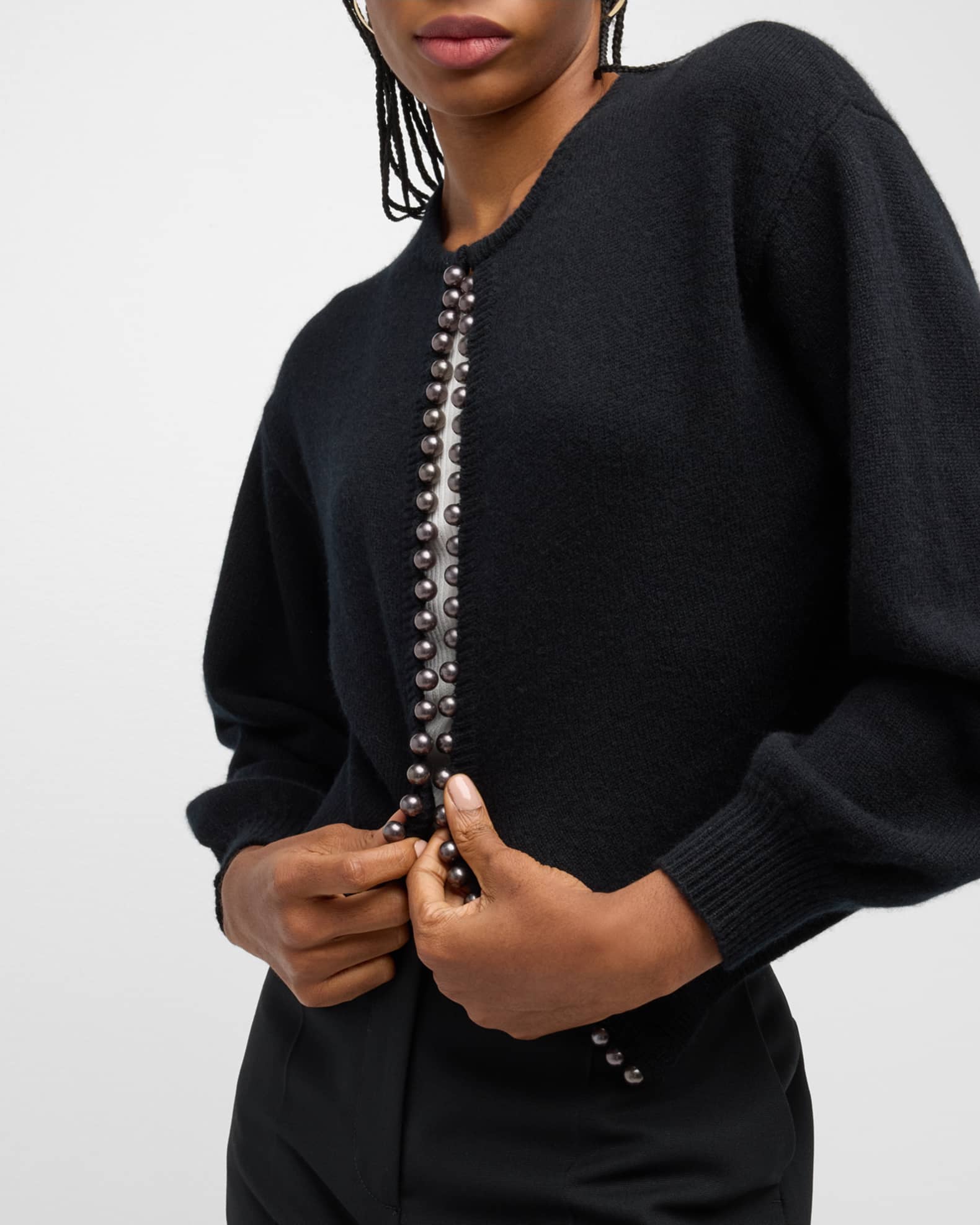 Neiman Marcus Cashmere Collection Cashmere Cardigan with Pearlescent ...