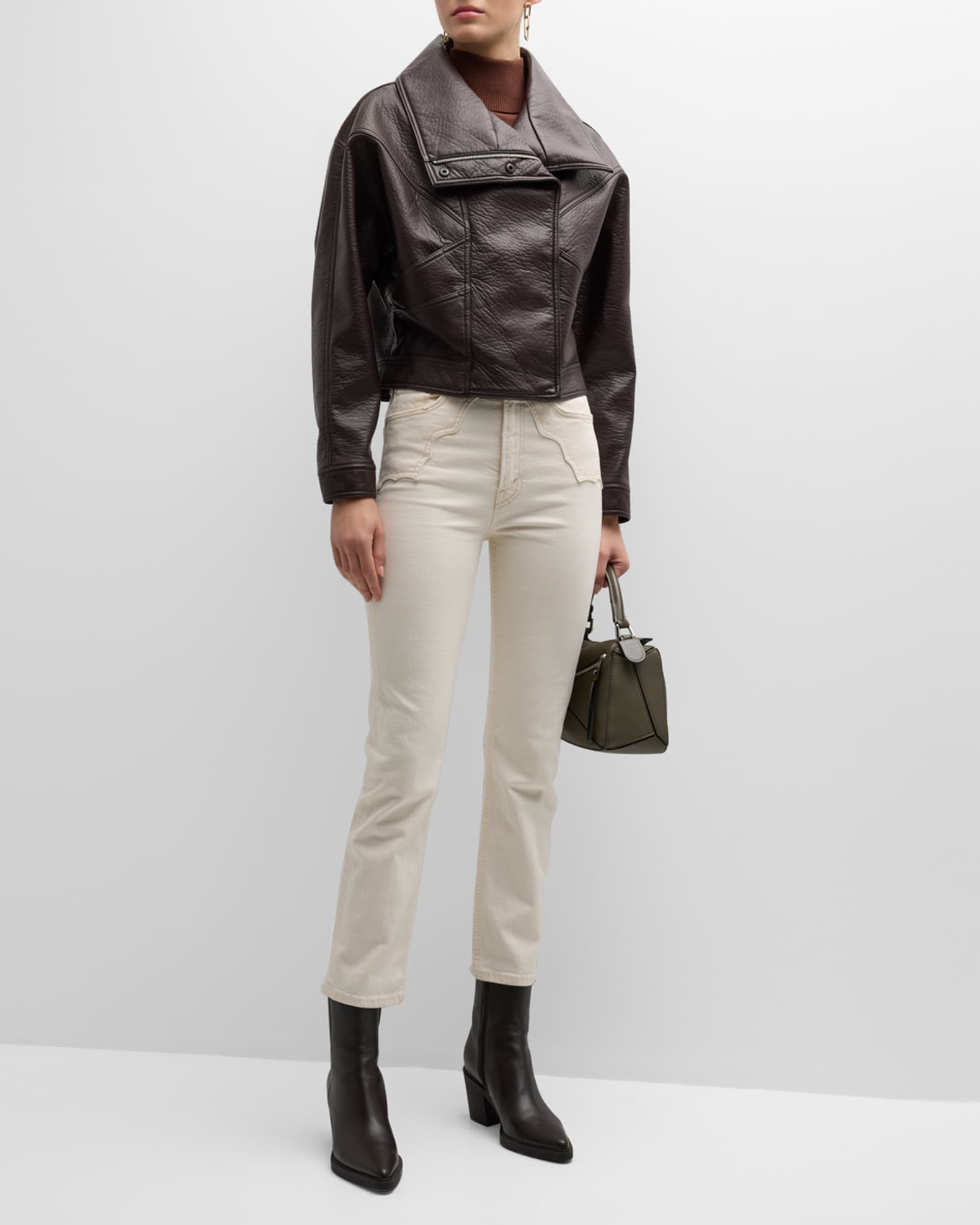 MOTHER The Count Chocula Faux-Leather Jacket | Neiman Marcus