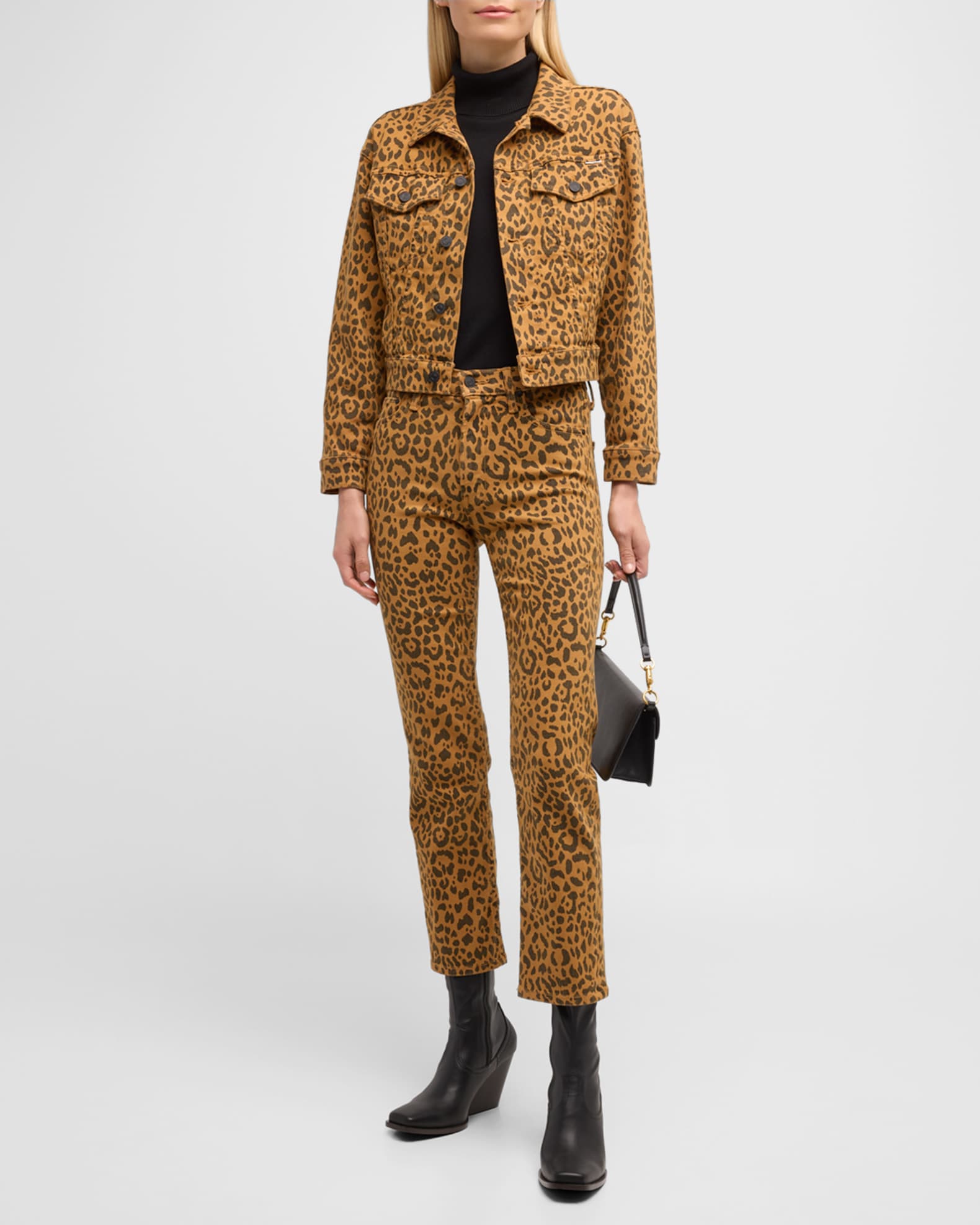 MOTHER The Mid Rise Rider Ankle Leopard Jeans | Neiman Marcus