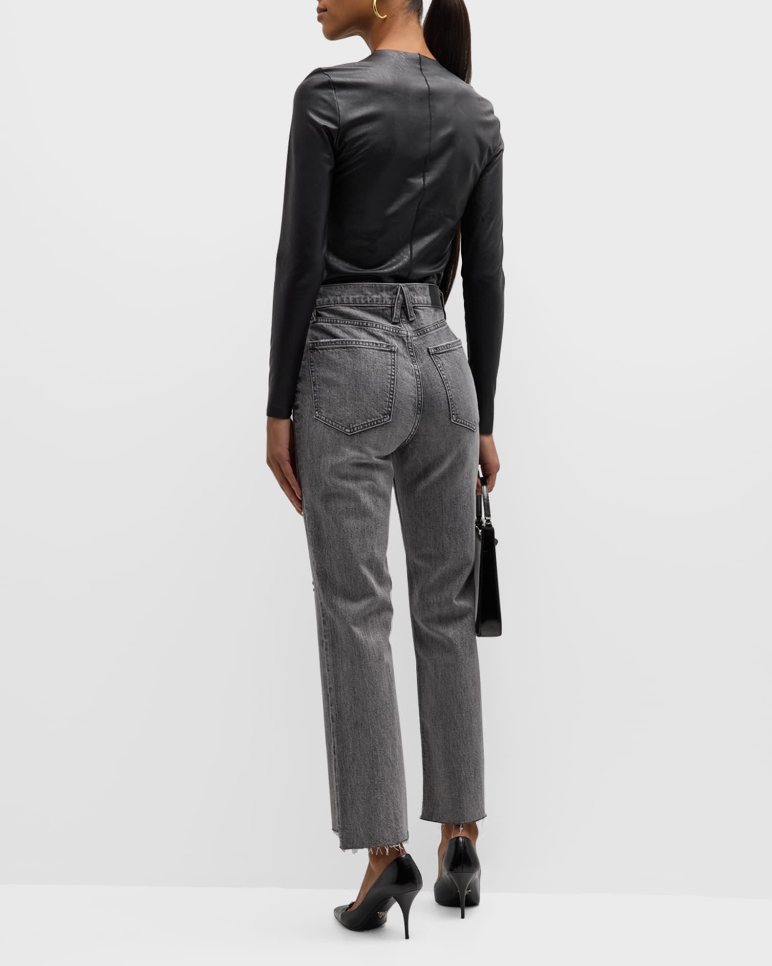 PISTOLA Ally Cropped Flare Step Hem Jeans | Neiman Marcus