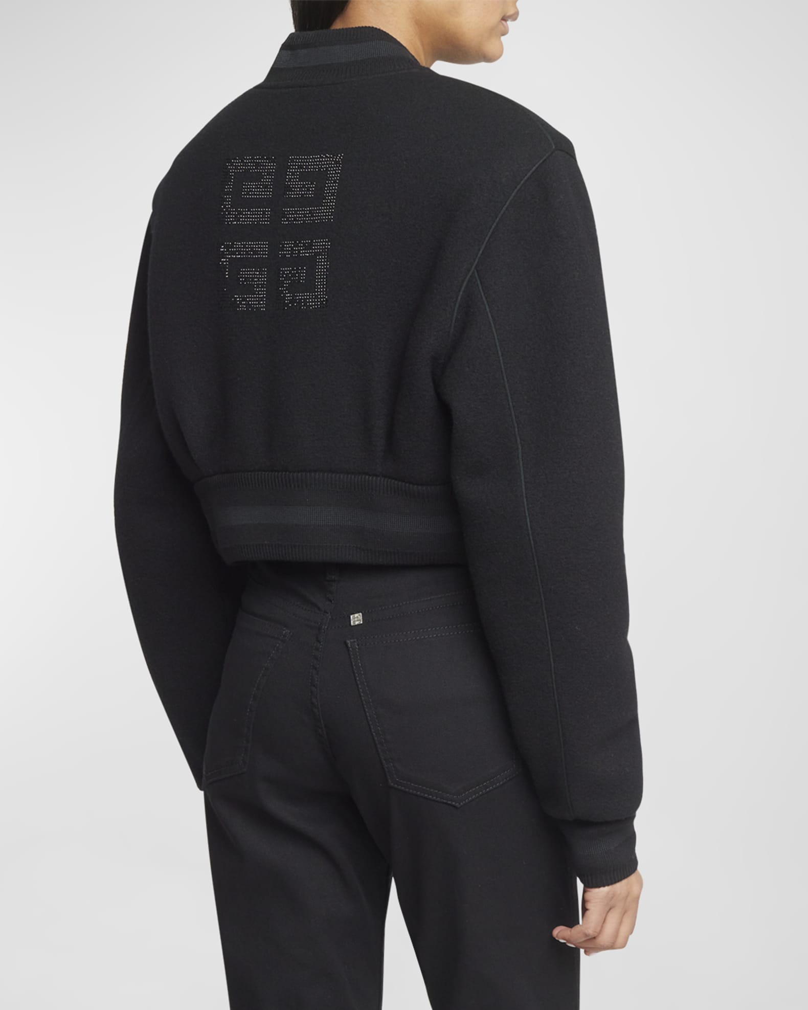 Givenchy Logo-Embellished Wool Crop Bomber Jacket | Neiman Marcus