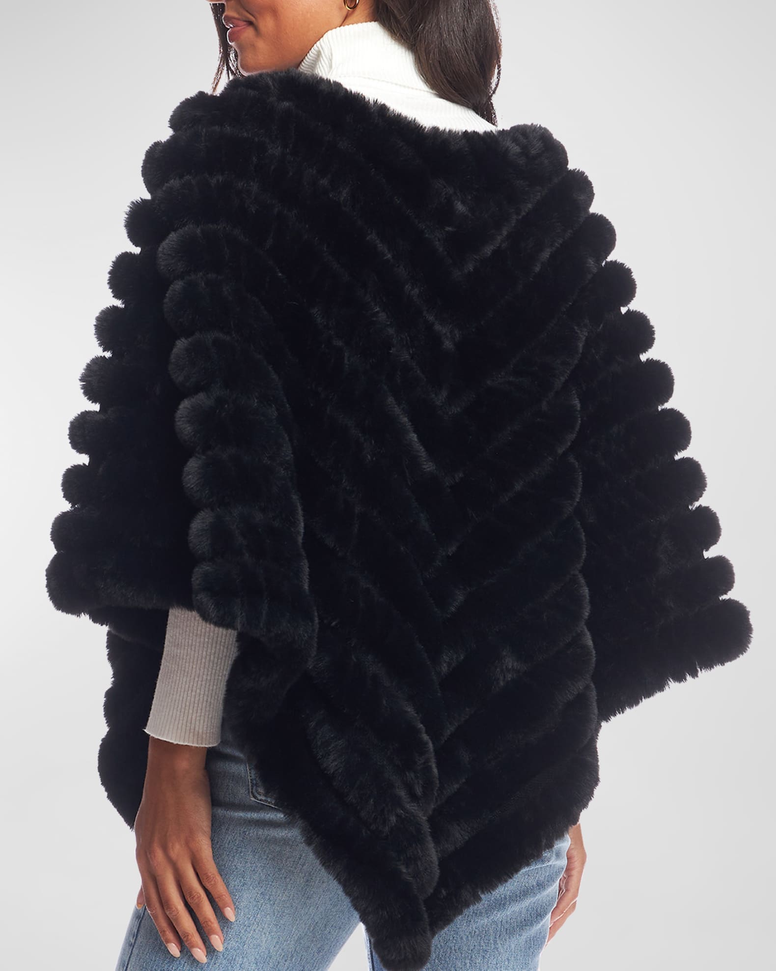 Fabulous Furs Deluxe Knitted Faux Fur Poncho | Neiman Marcus