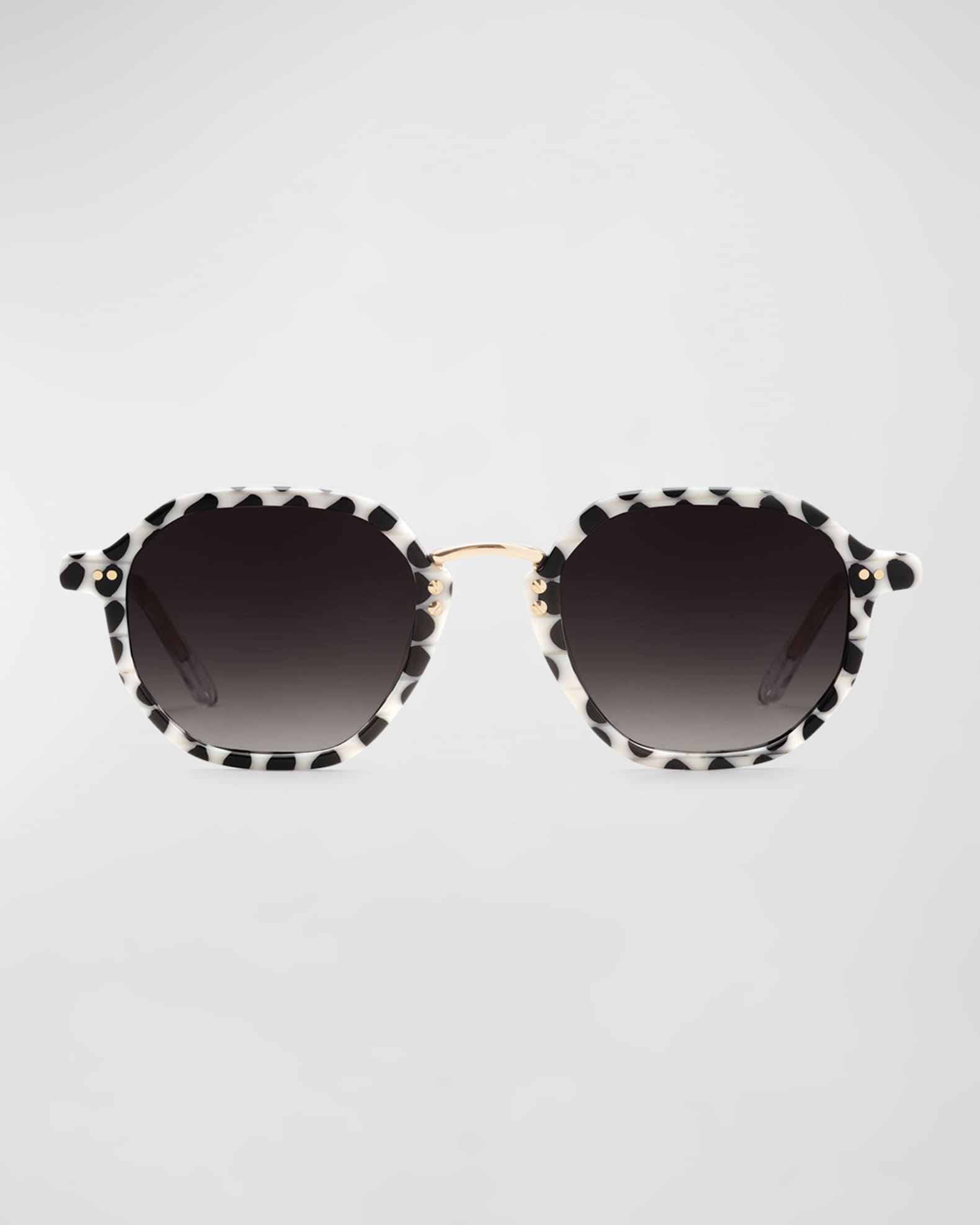 KREWE Dakota Domino Titanium & Acetate Round Sunglasses | Neiman Marcus