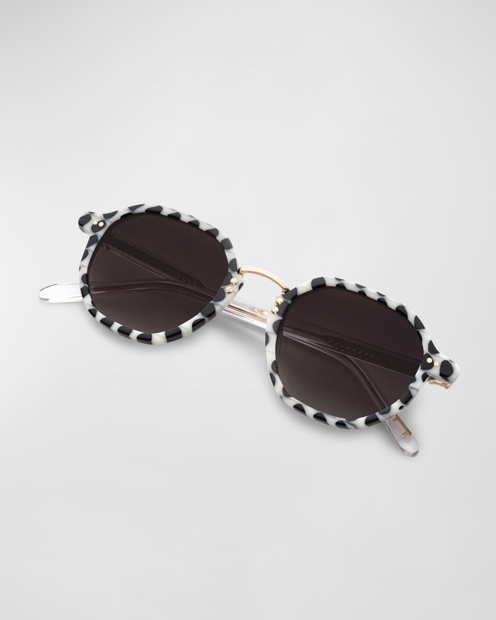 KREWE Dakota Domino Titanium & Acetate Round Sunglasses | Neiman Marcus