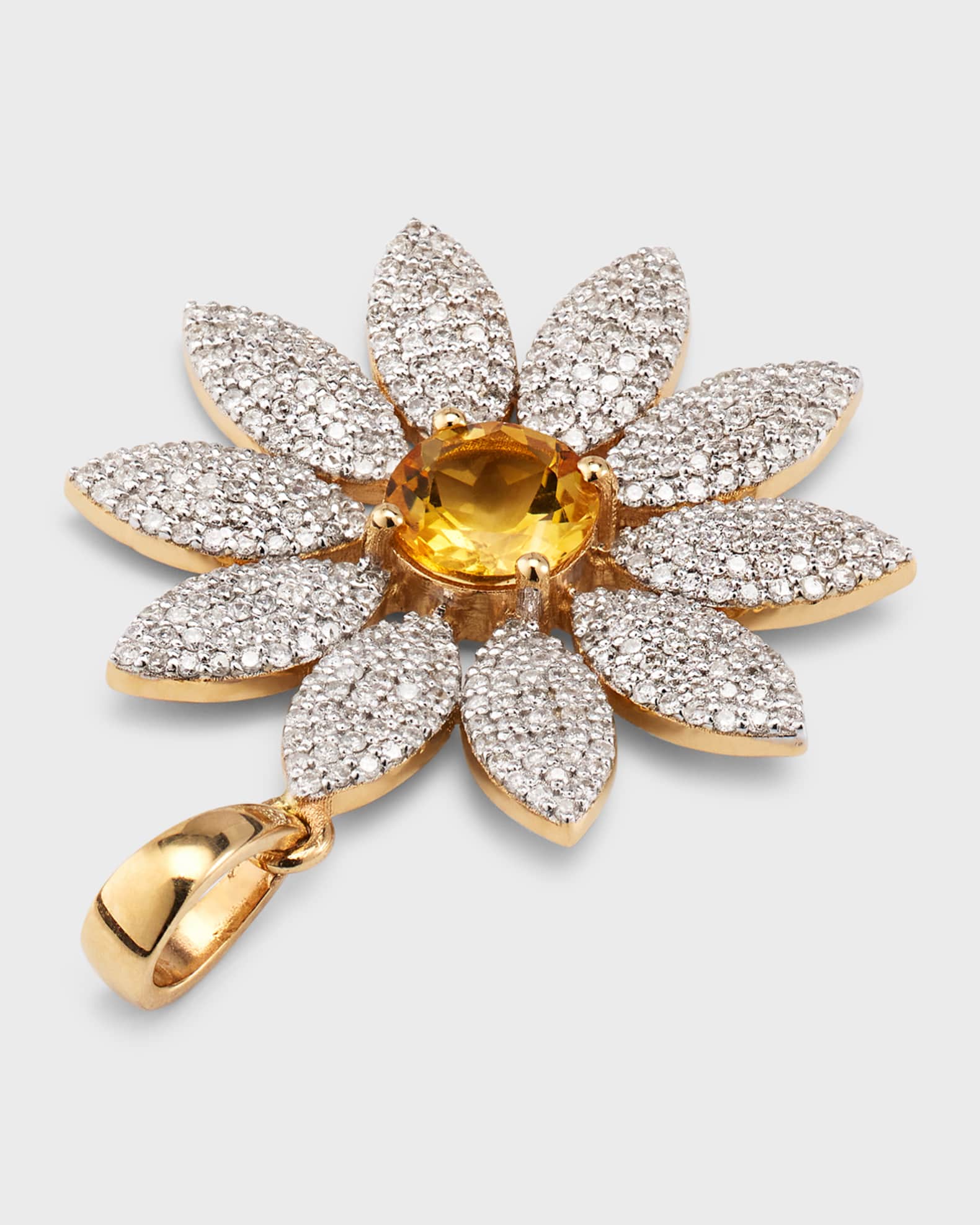 Siena Jewelry Pave Diamond and Citrine Daisy Charm | Neiman Marcus