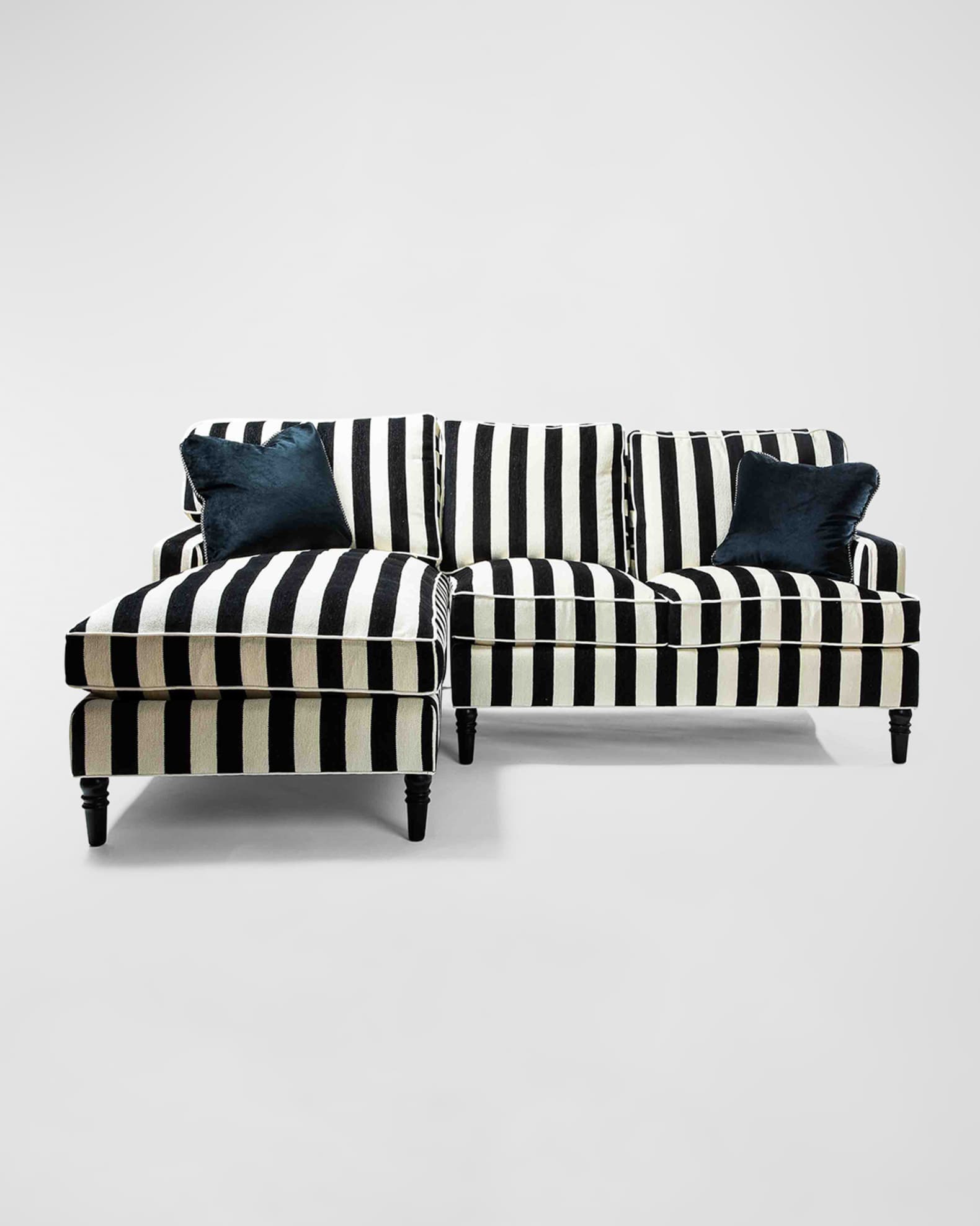 MacKenzie-Childs Marquee Stripe 2-Piece Left Arm Chaise Sectional ...