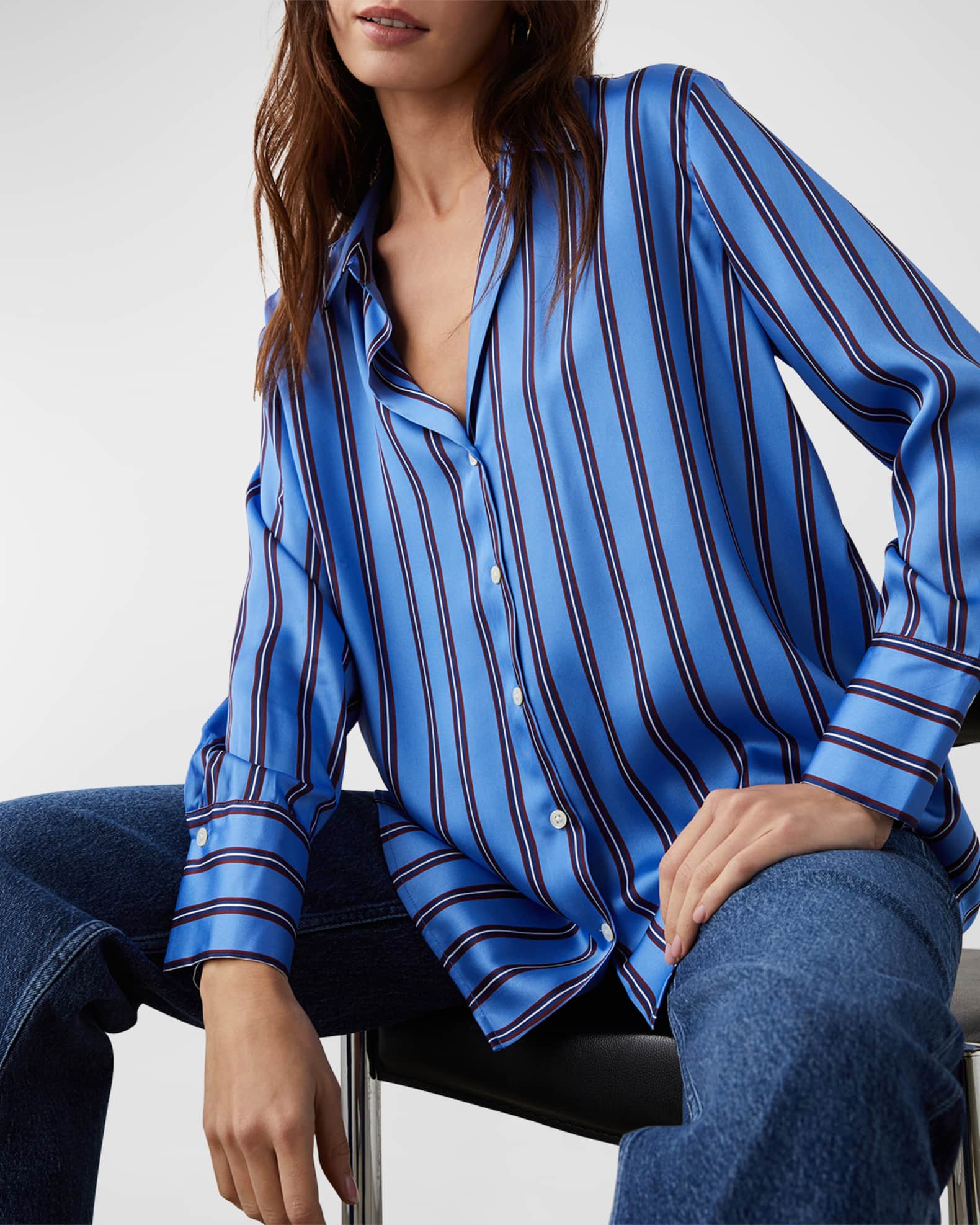 Rails Dorian Striped Satin Shirt | Neiman Marcus