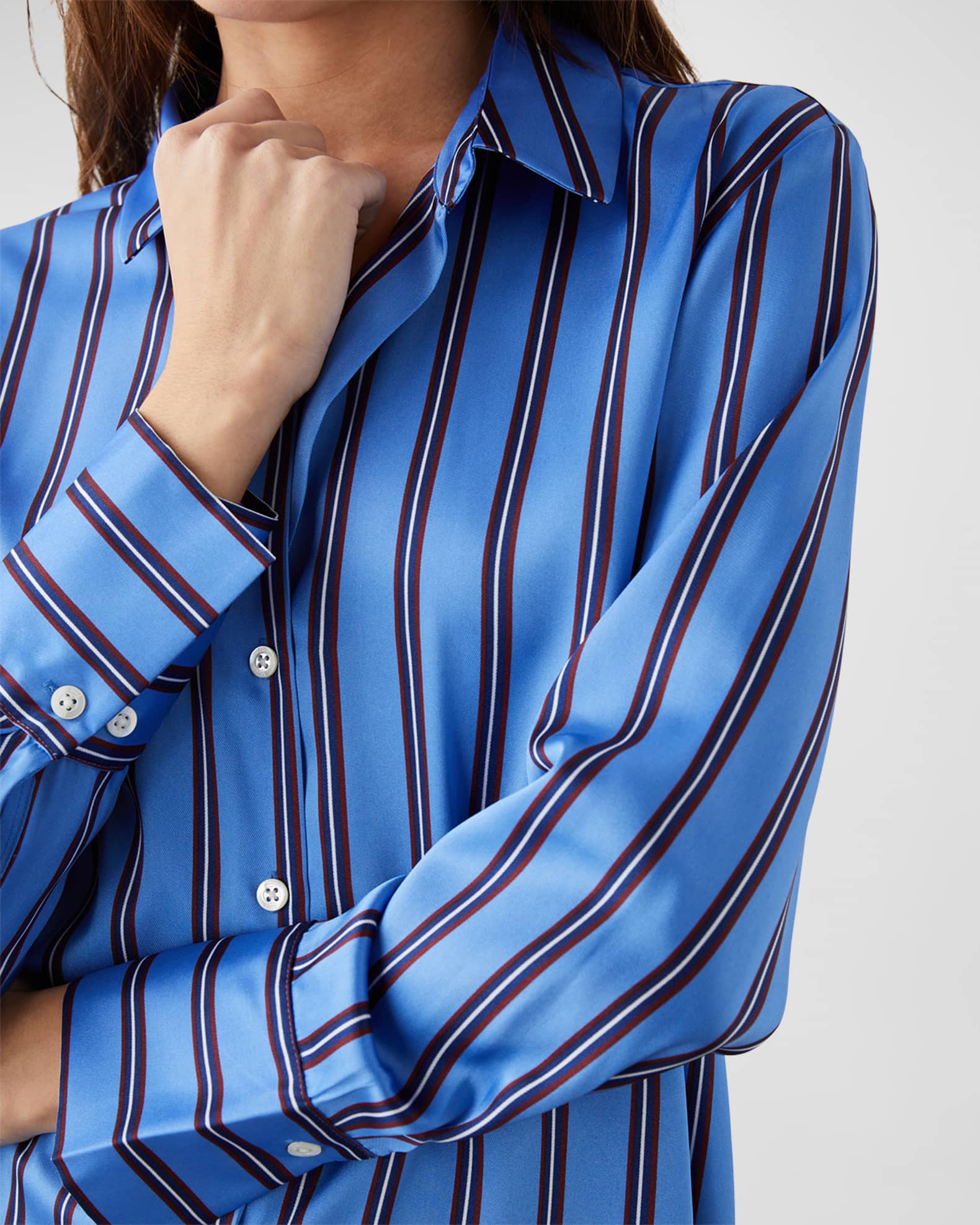 Rails Dorian Striped Satin Shirt | Neiman Marcus