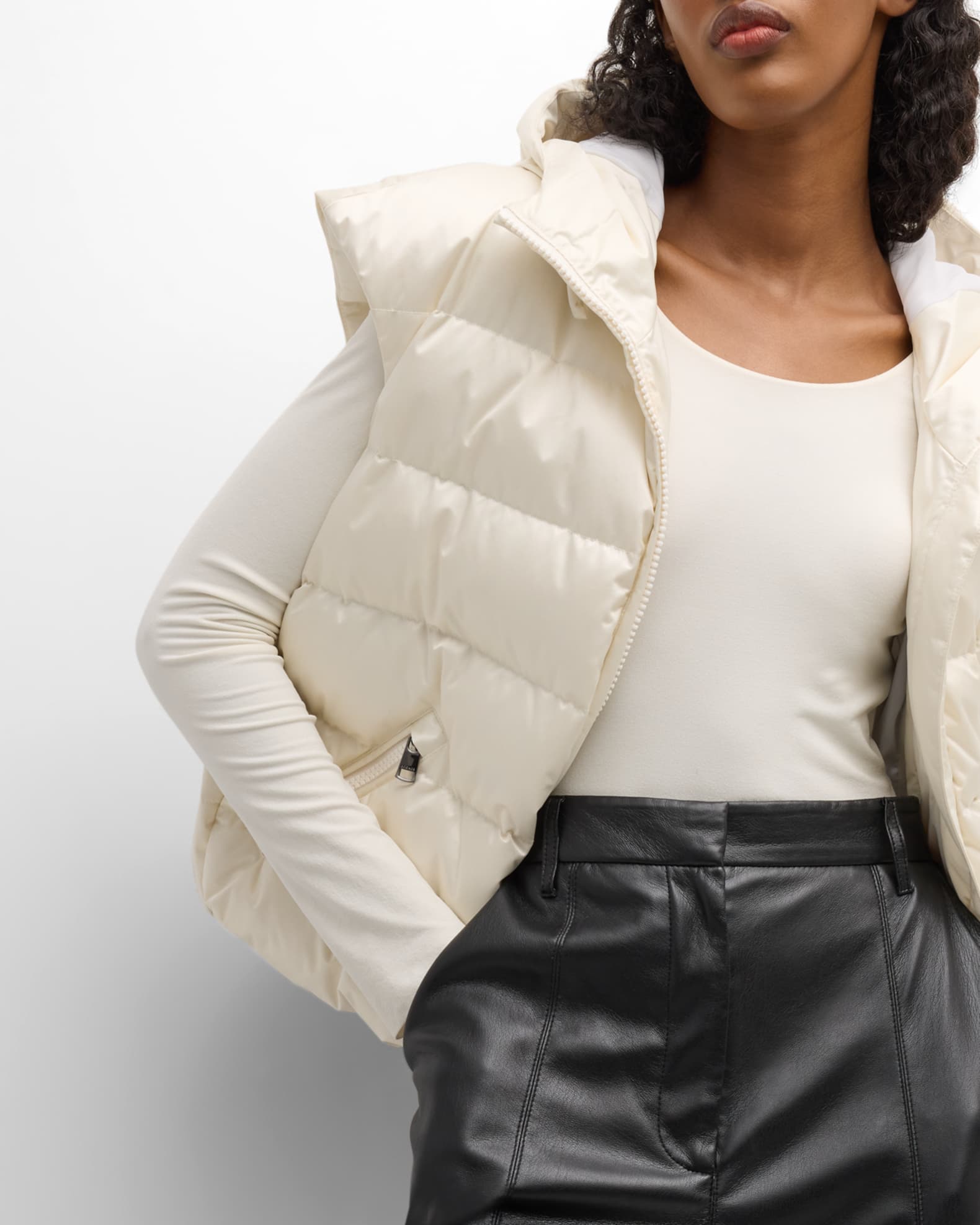 Bogner Vreni Hooded Puffer Vest with Logo Embroidery | Neiman Marcus
