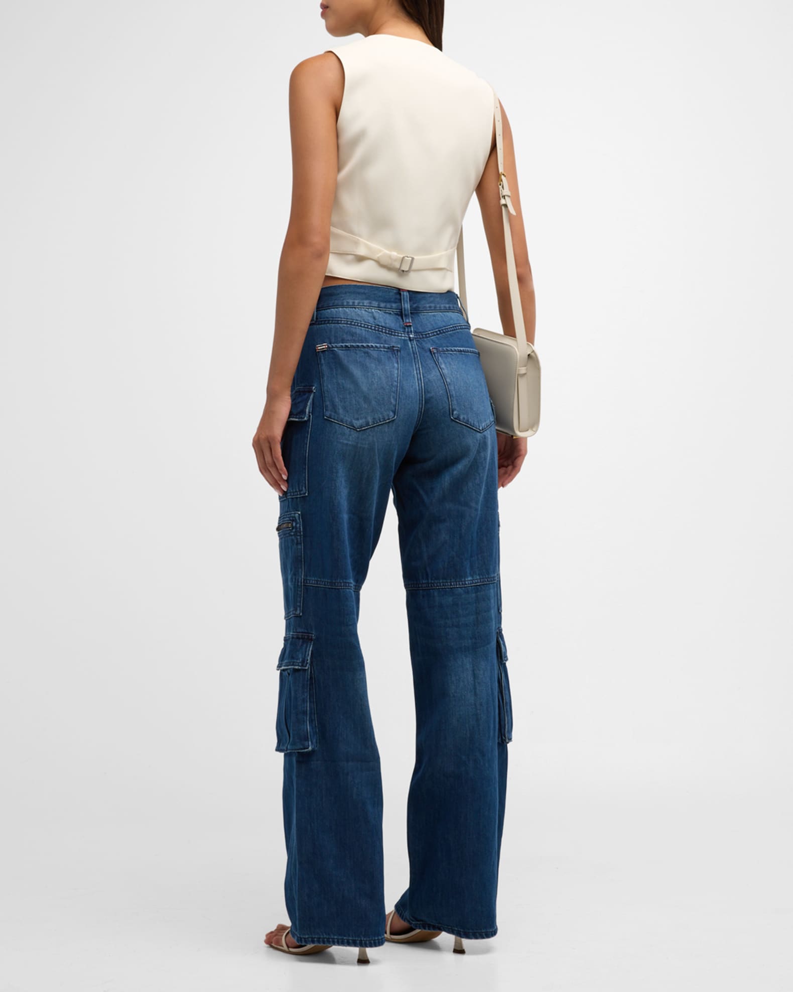 Alice + Olivia Cay Baggy Denim Cargo Pants | Neiman Marcus