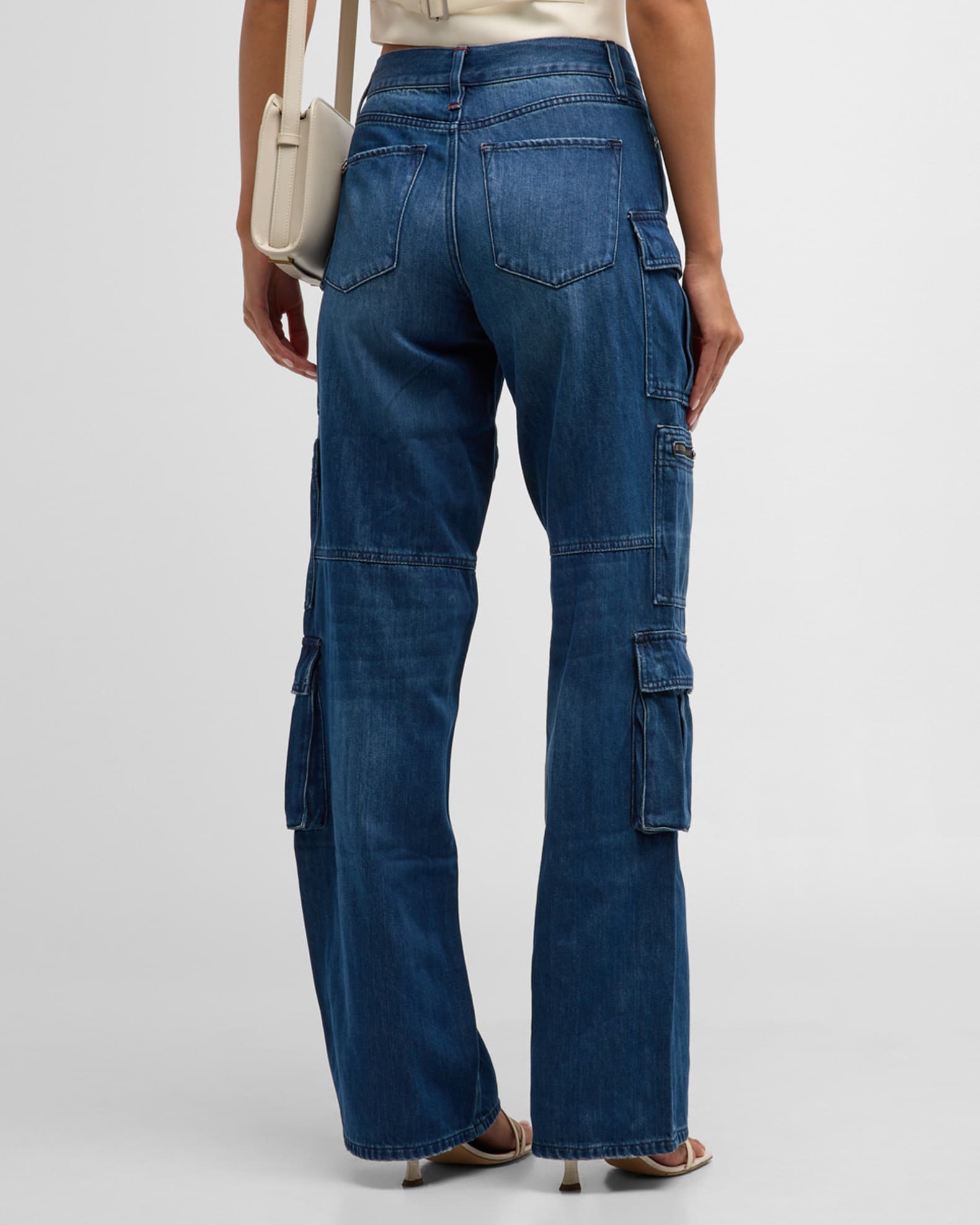 Alice + Olivia Cay Baggy Denim Cargo Pants | Neiman Marcus