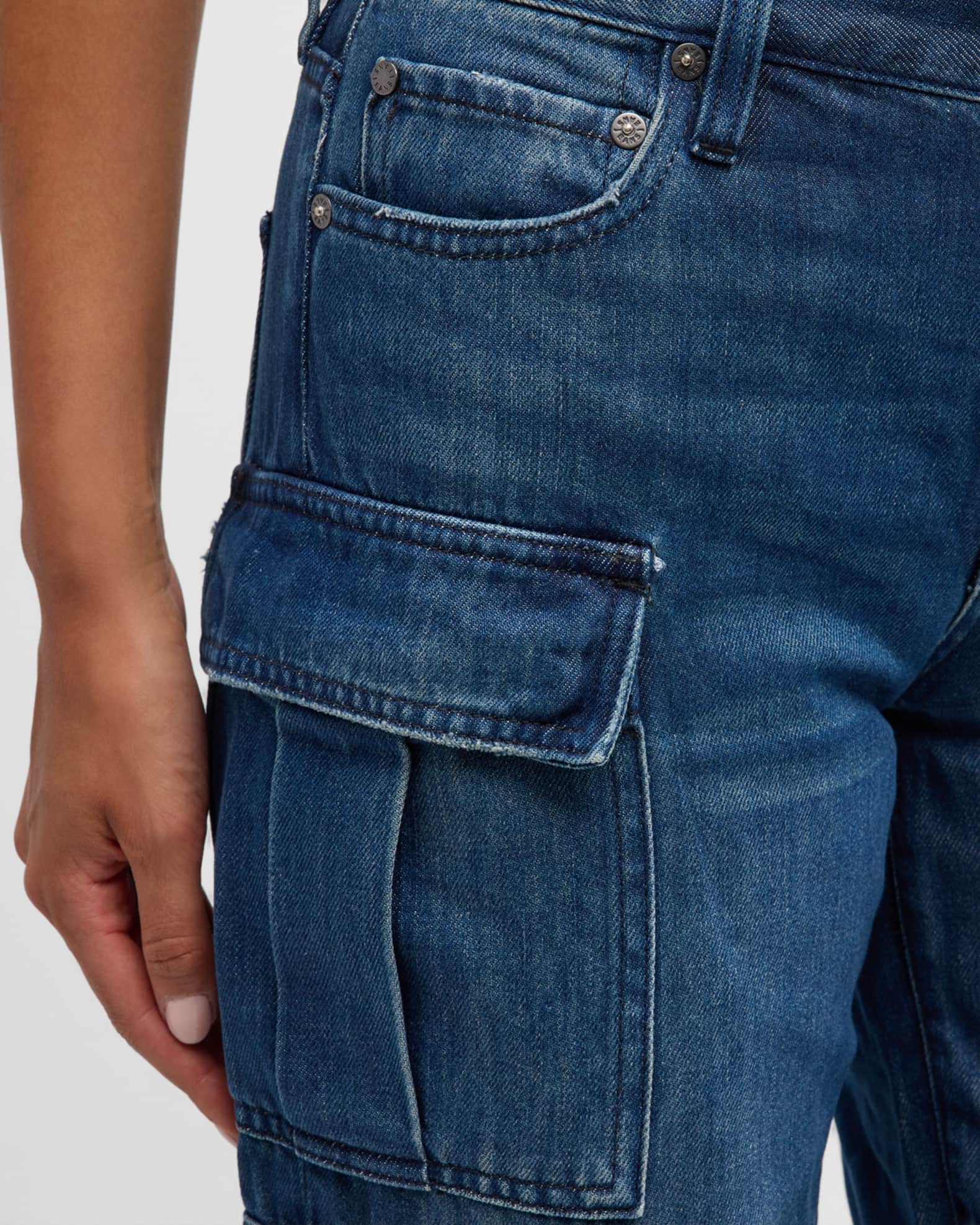 Alice + Olivia Cay Baggy Denim Cargo Pants | Neiman Marcus