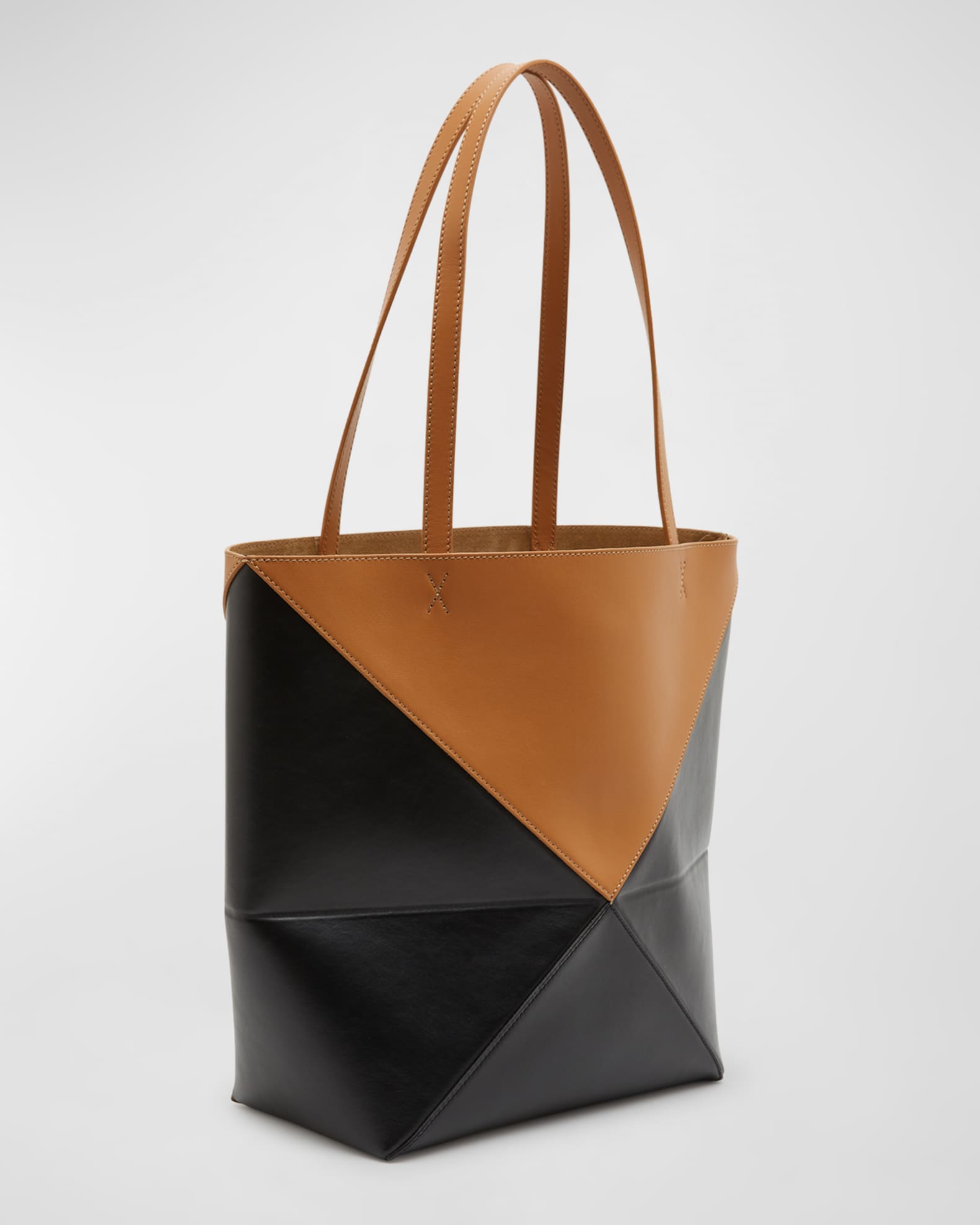 Loewe Puzzle Fold Medium Tote Bag in Shiny Bicolor Leather | Neiman Marcus