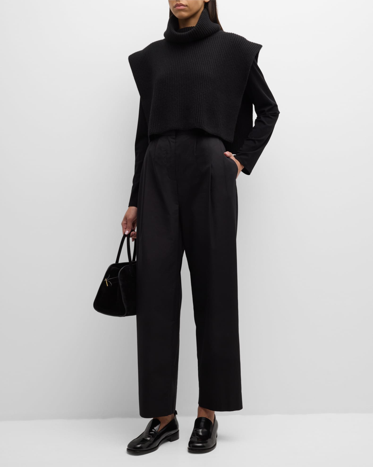 THE ROW Eppie Cashmere Rib Turtleneck Collar | Neiman Marcus