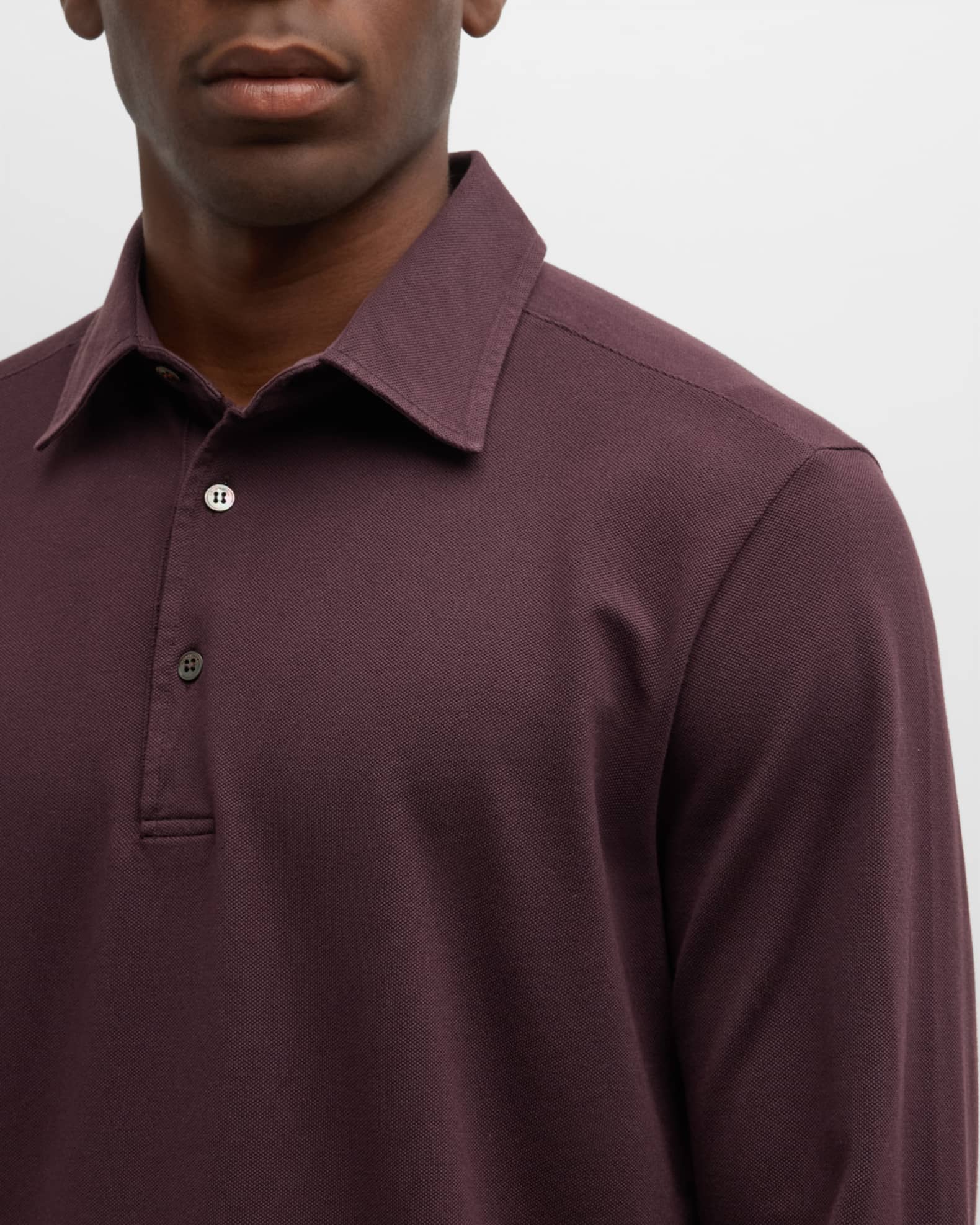 Loro Piana Men's Cotton Pique Polo Shirt | Neiman Marcus