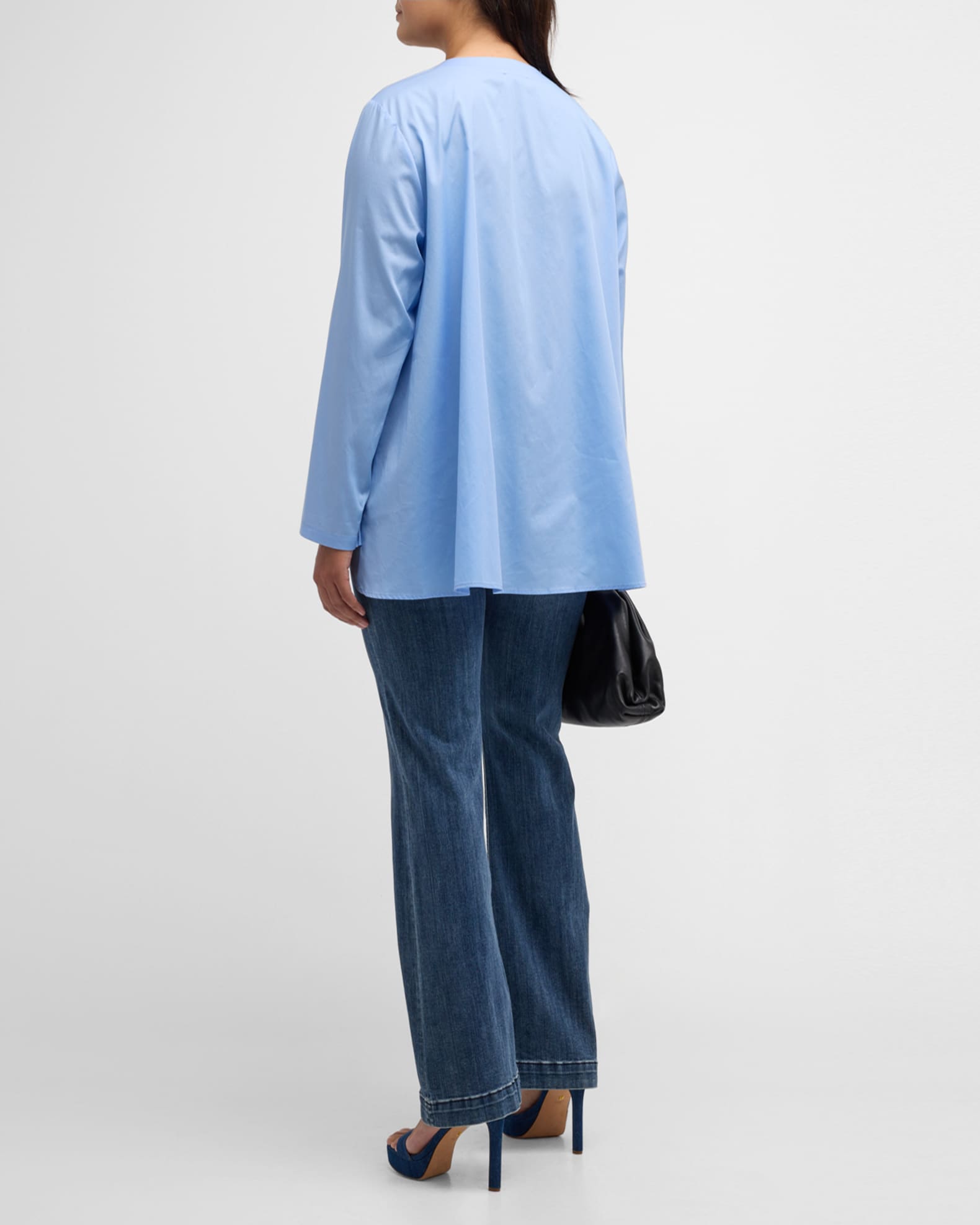 Harshman Plus Size Ida Pleated V Neck Cotton Tunic Neiman Marcus