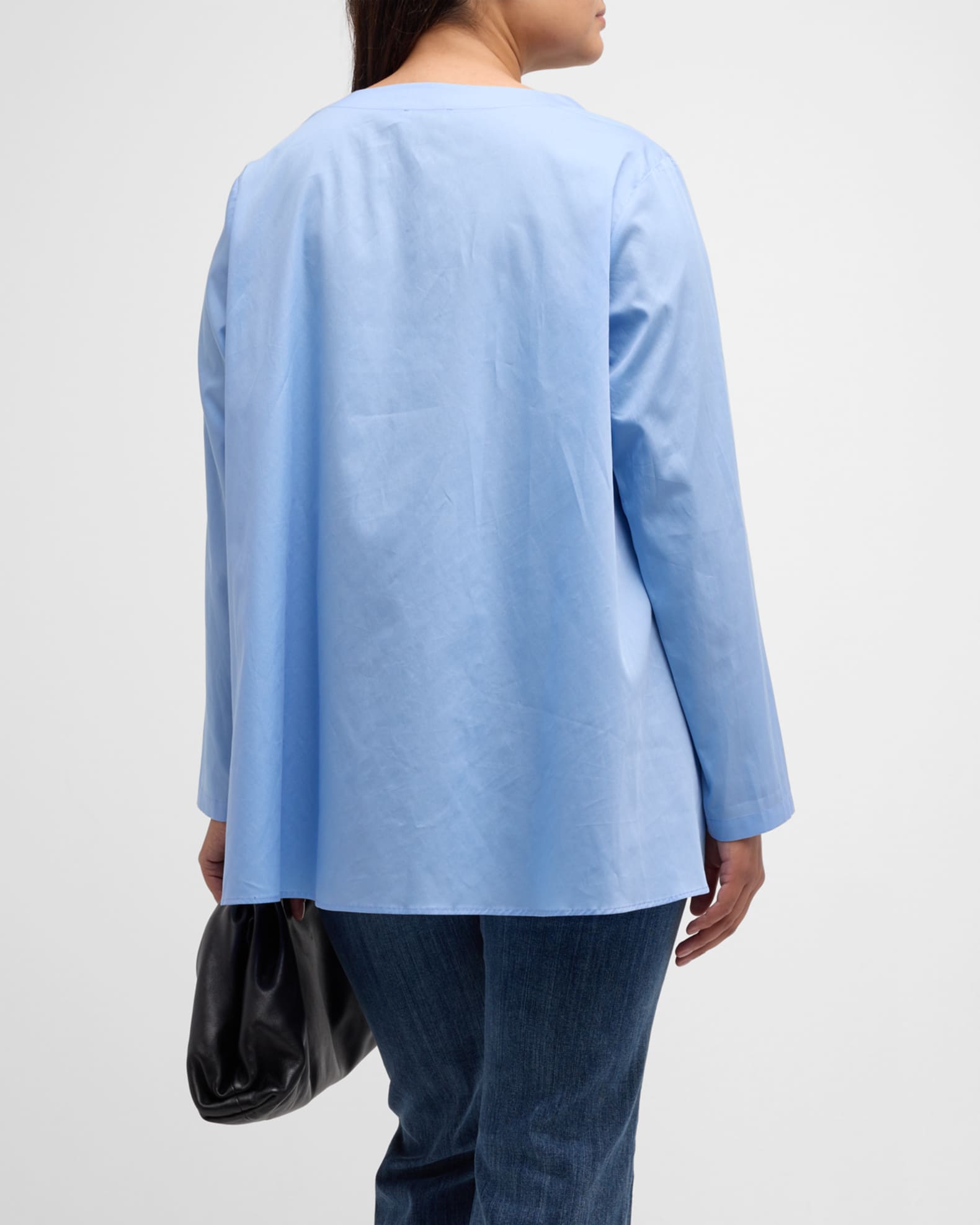 Harshman Plus Size Ida Pleated V Neck Cotton Tunic Neiman Marcus